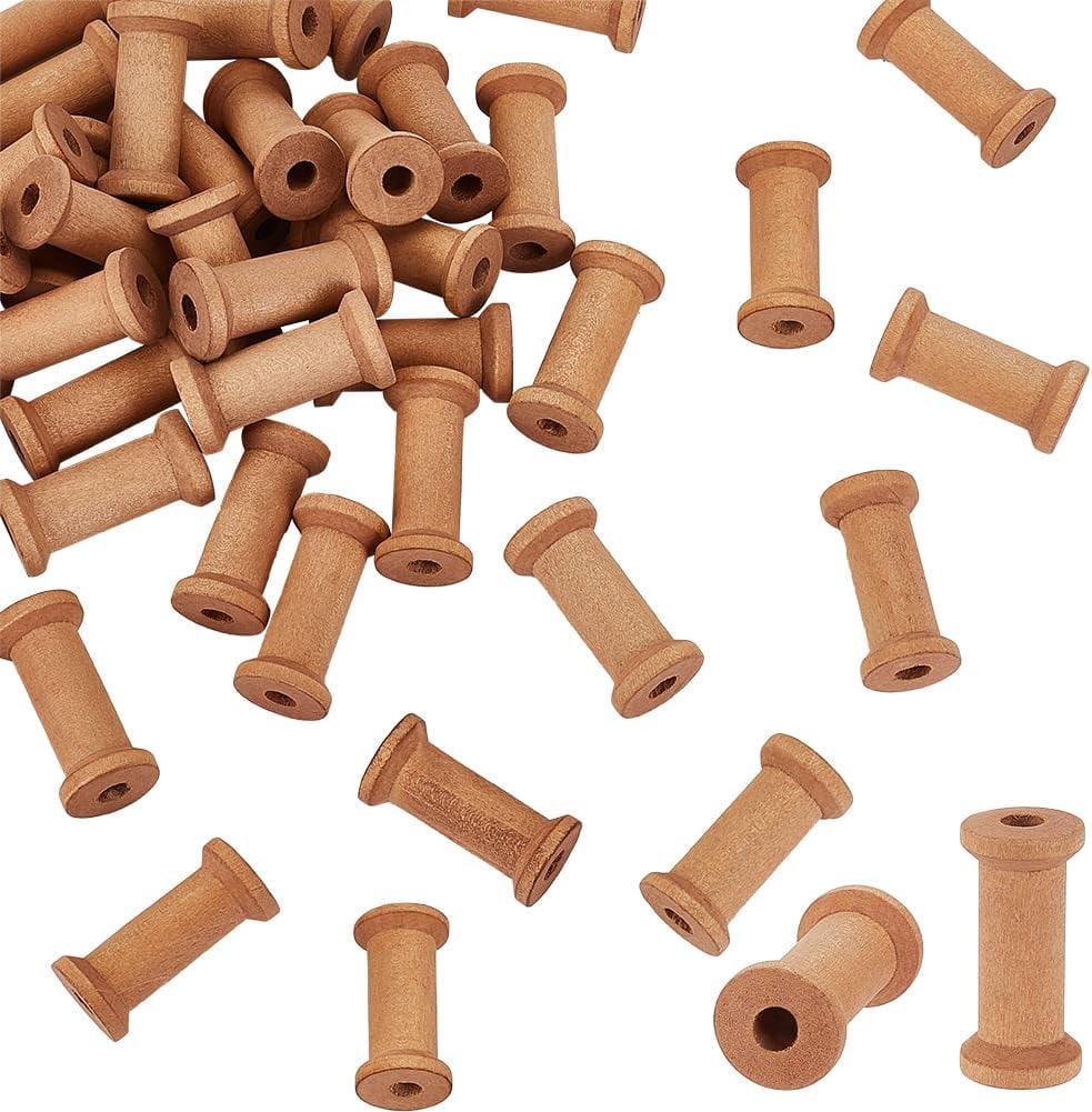 40pcs BurlyWood Wooden Spools 1.6x0.8 inch Unfinished Empty Thread ...
