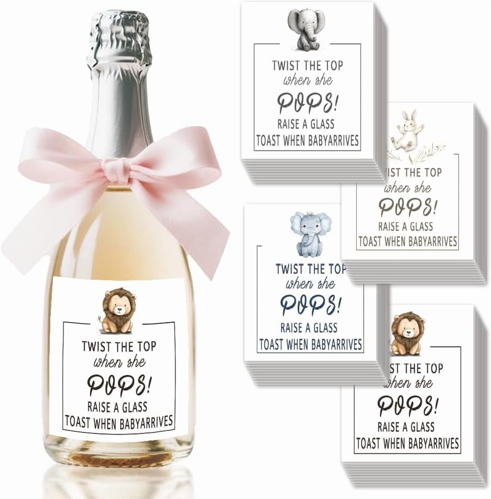40pcs Cartoon Animals Wine Bottle Label Champagne Labels Baby Shower ...