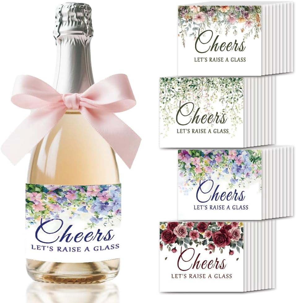 40pcs Cheers Wine Bottle Label Champagne Labels Flowers Wine Bottle ...