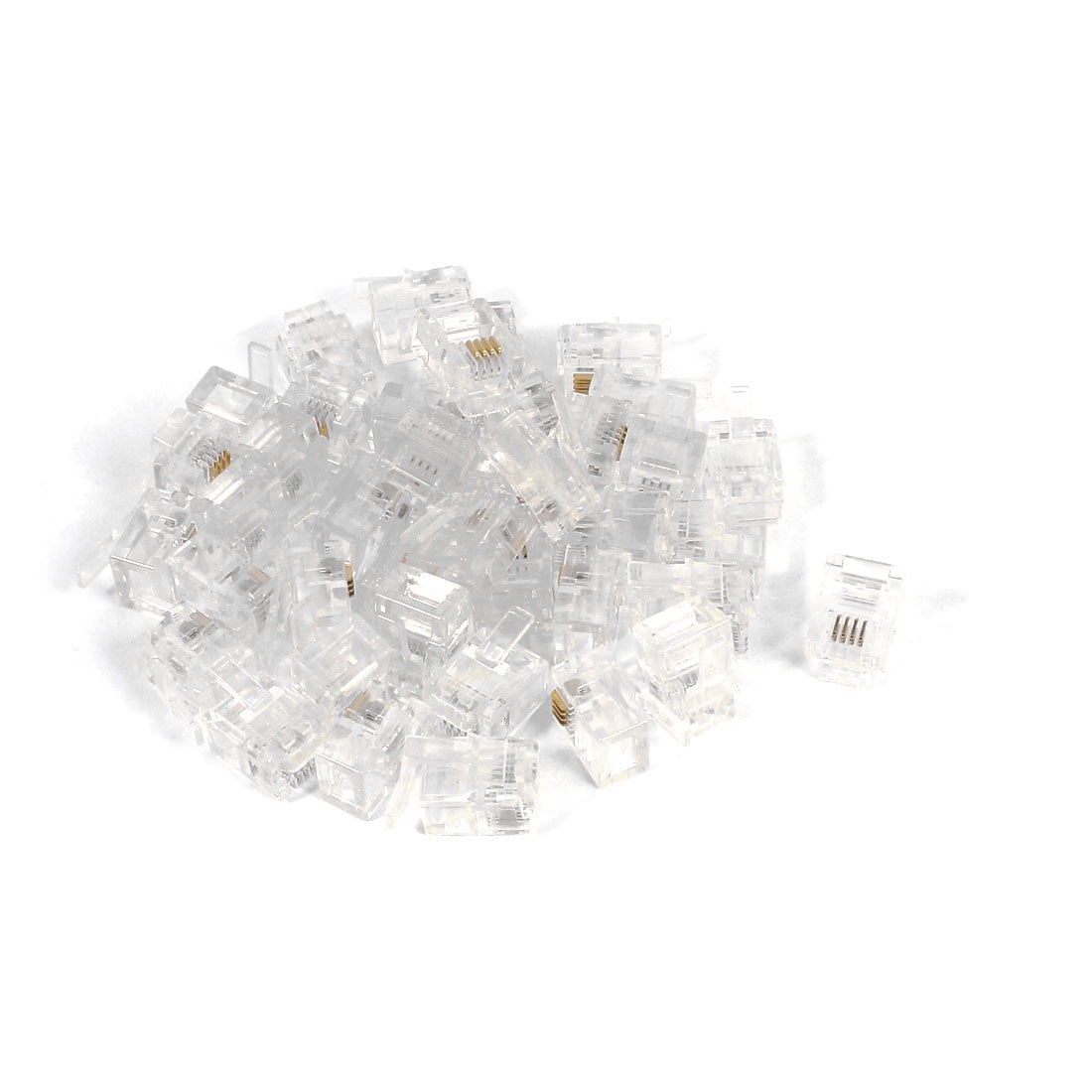 40pcs Clear Shell RJ11 6P4C Modular Plug Telephone Cable Line Adapter ...