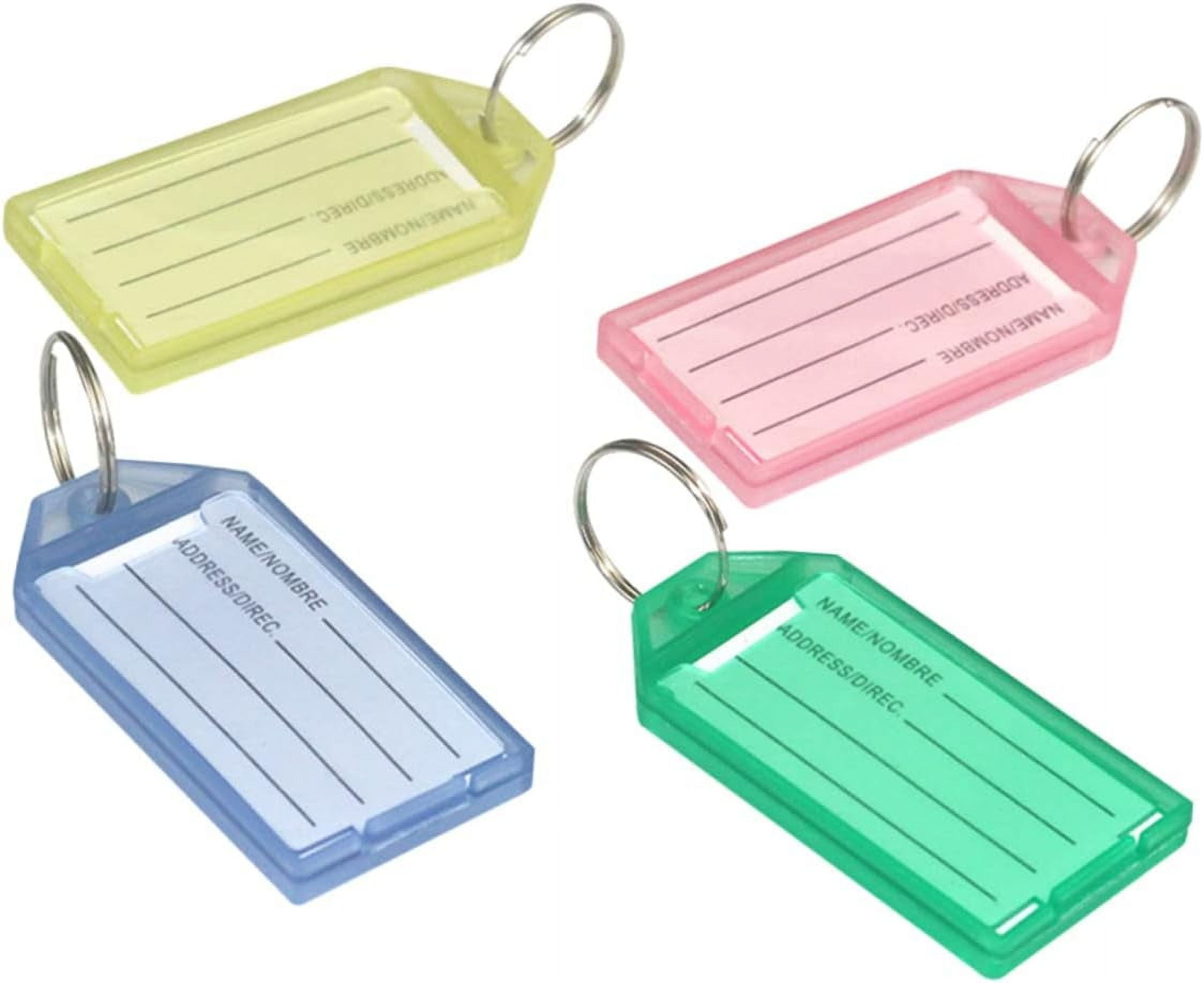 40pcs Colorful Plastic Label Keychain Luggage ID Name Label Tag Keyring ...
