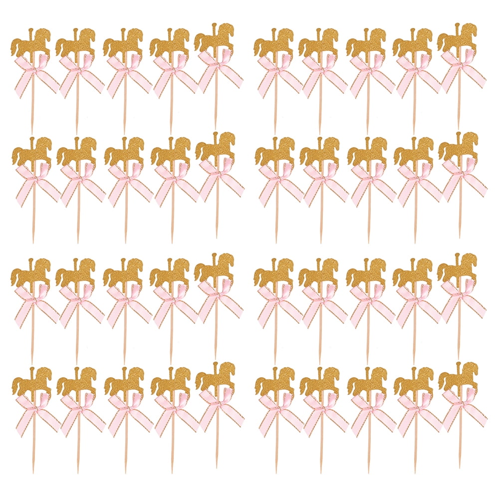 40pcs Creative Horse Shape Cupcake Toppers Carousel Horse Theme Cake ...