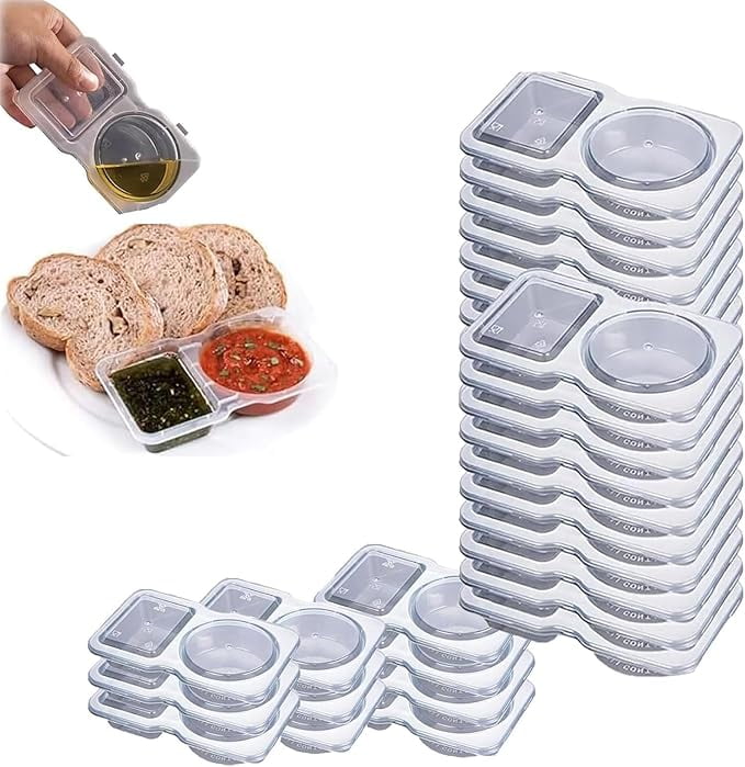 40pcs Disposable Box Double Compartment Condiment Container Snack ...
