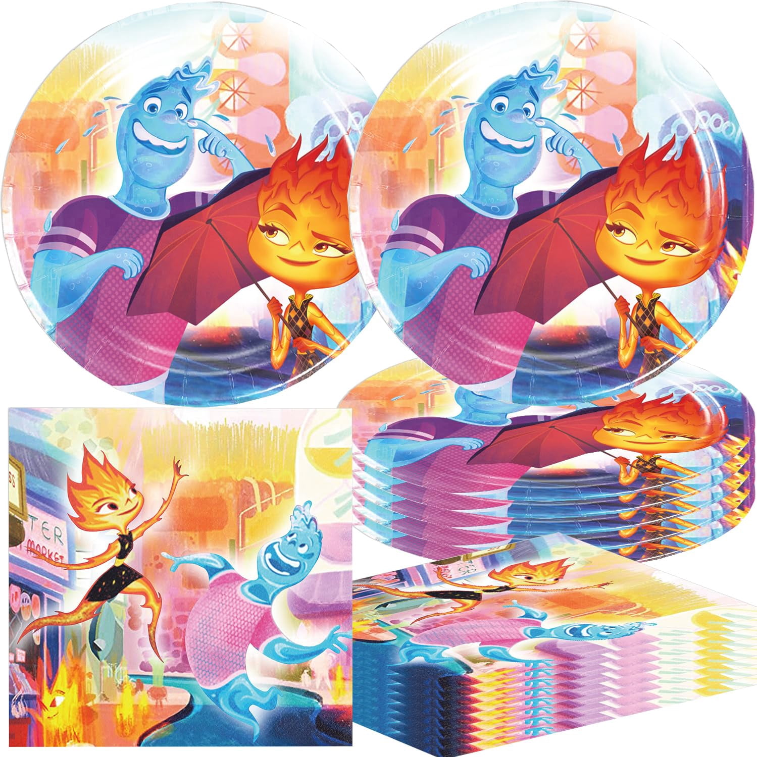 40pcs Elemental Birthday Party Supplies,Includes 20 AFN1Paper Plates ...