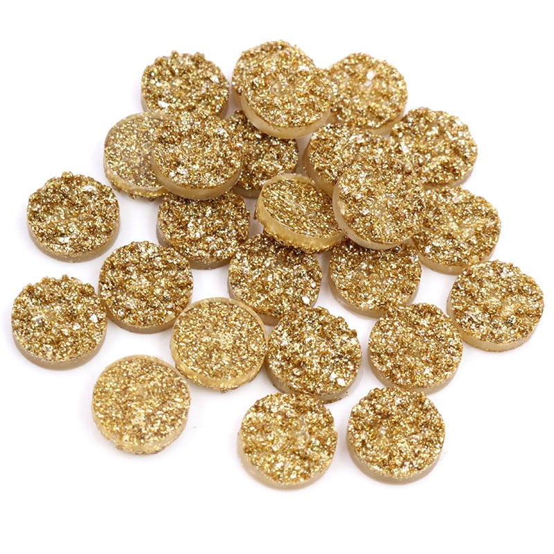 40pcs Flat Back Resin Cabochons Natural Stone Druzy Style Sizes 8mm ...