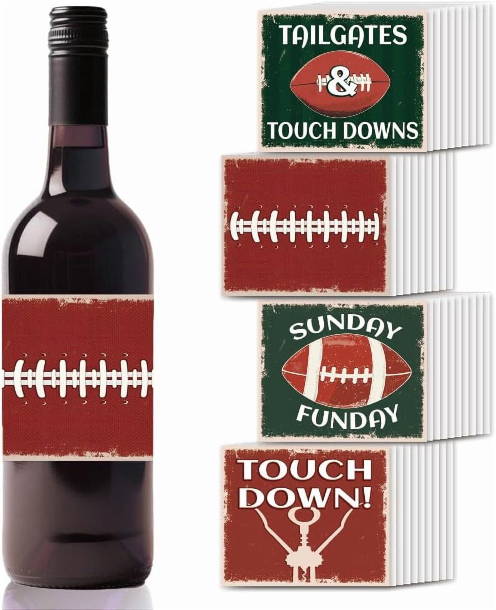 40pcs Football Wine Bottle Label Champagne Labels Touch Down Wine ...