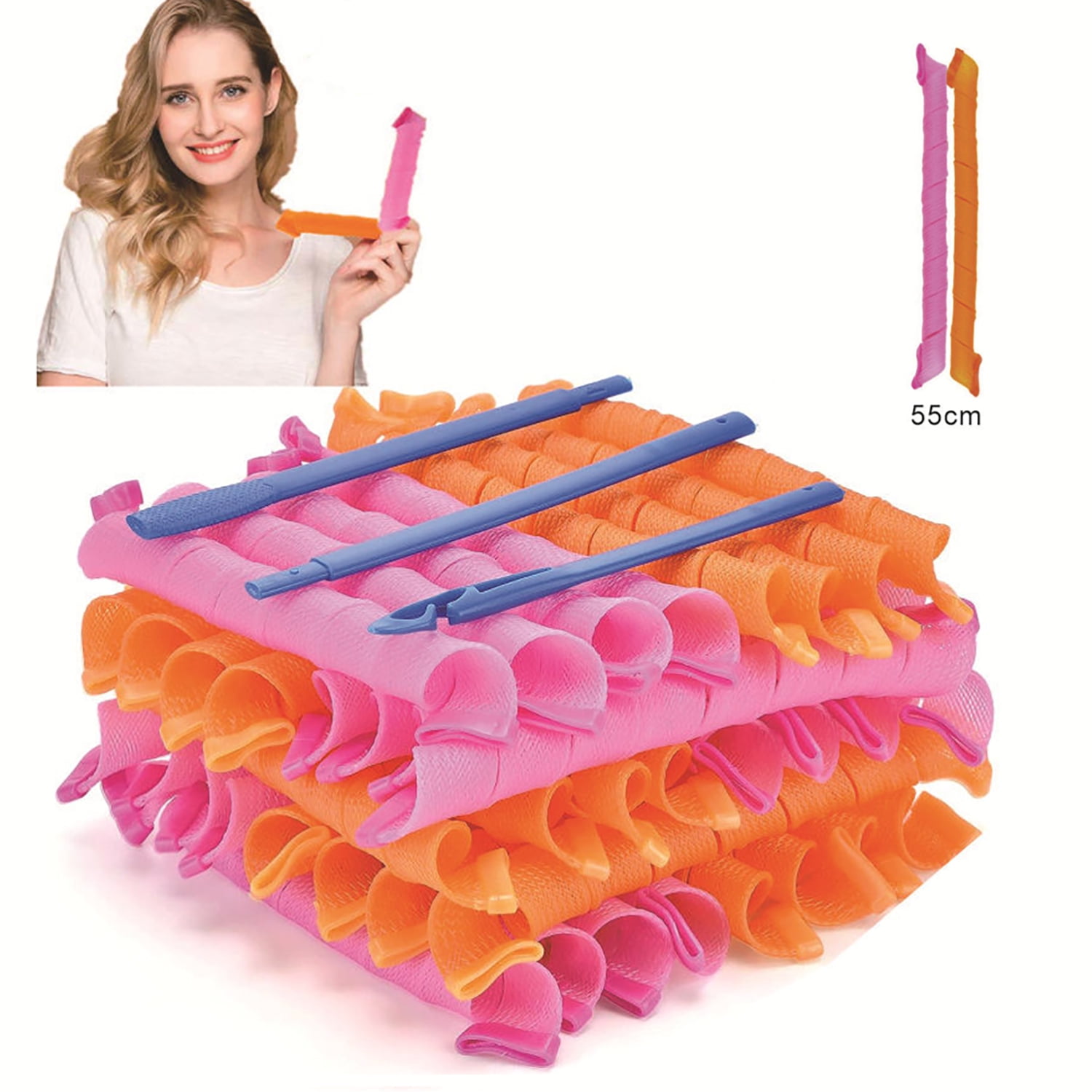 40pcs Hair Curlers Spiral Hair Curlers for Long Hair, No Heat Curlers ...