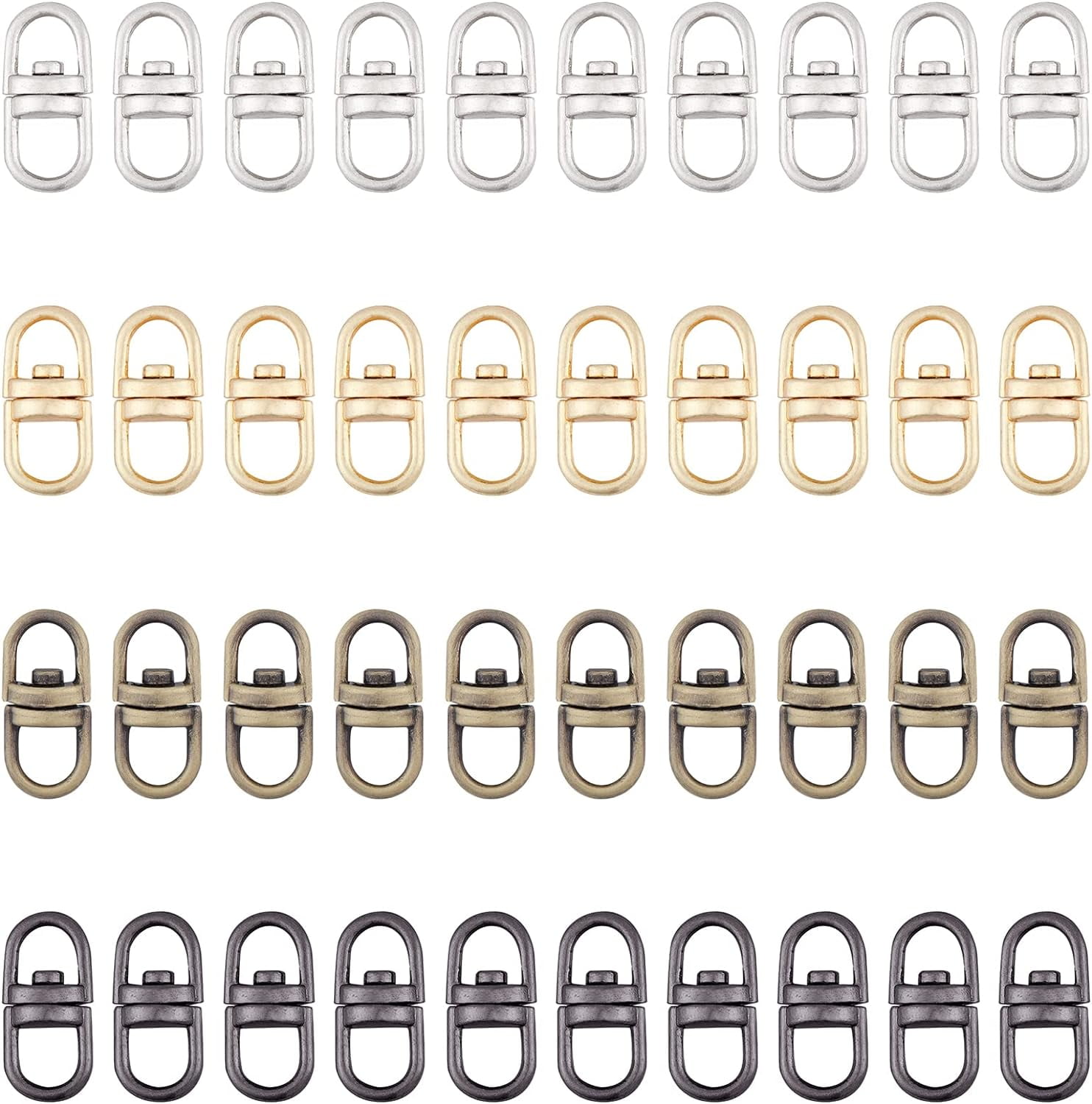 40pcs Key Chain Swivel Connectors Clasp 4 Colors Double Ended Metal ...