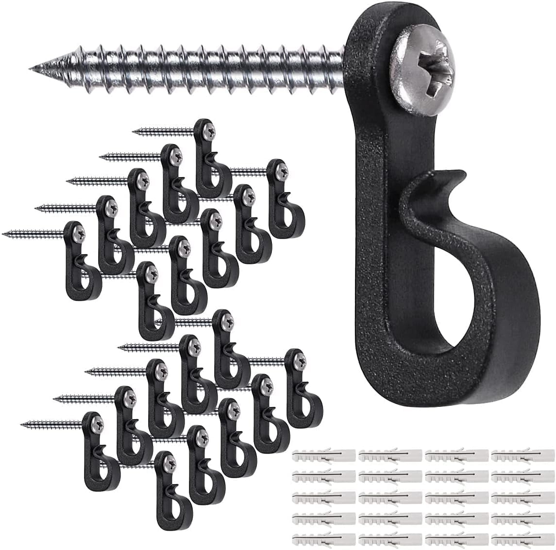 40pcs Light Hanger Hooks for Outdoor String Lights, Screw Hooks for ...