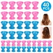 JANYUN 40 Pcs Silicone Pink Magic Hair Rollers Large Curlers Small Over ...