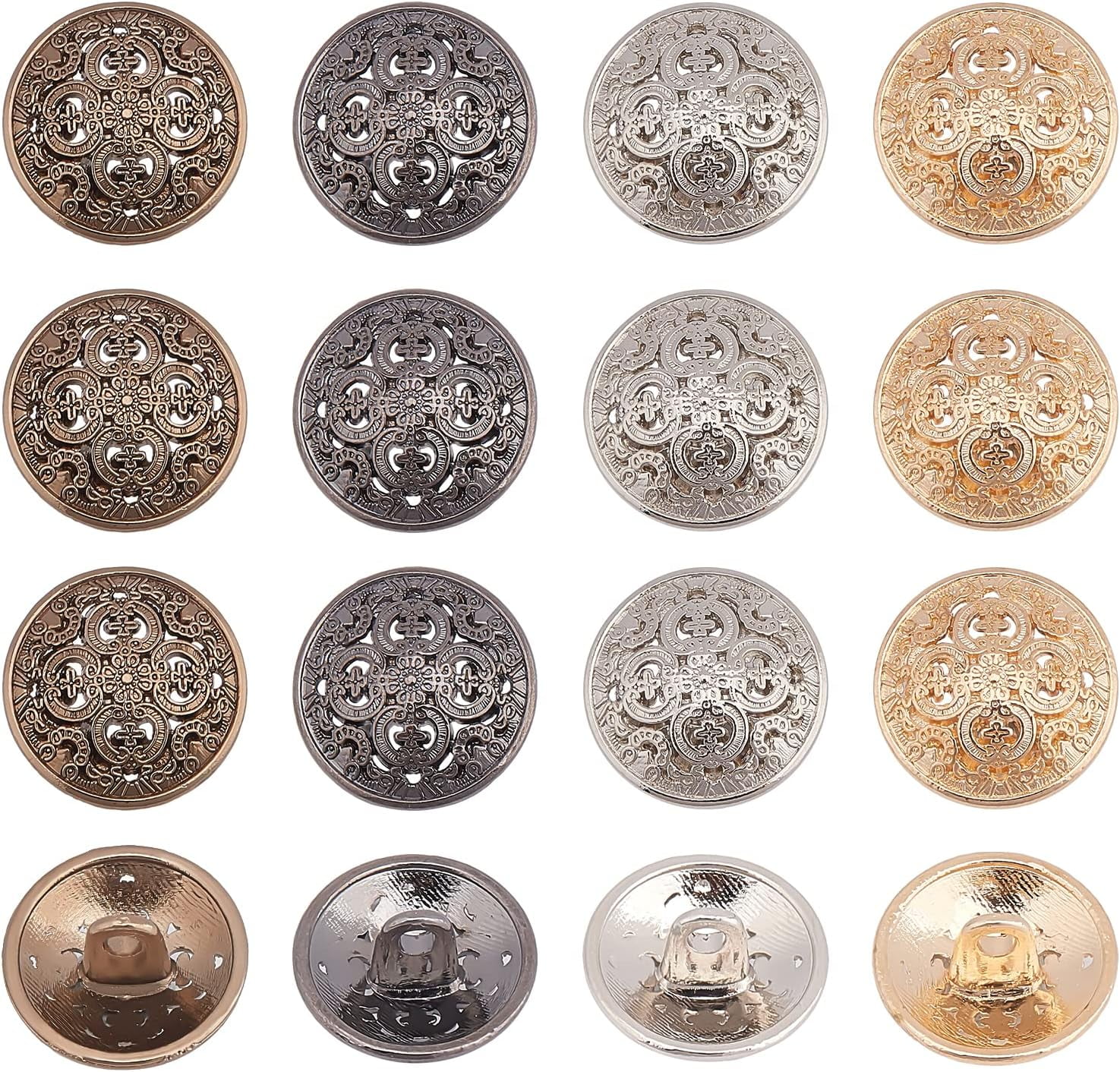40pcs Metal Blazer Button Set 15mm Vintage Shank Buttons Round Shaped ...