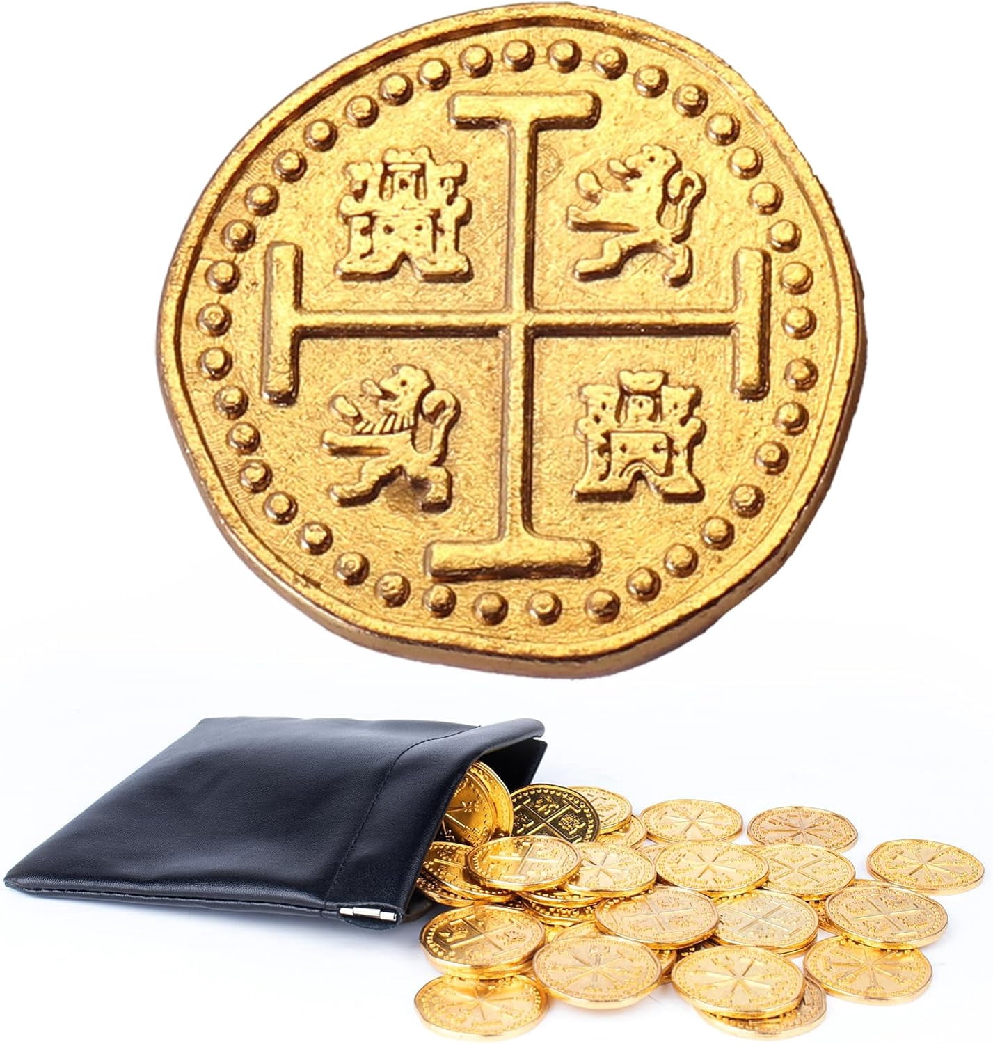 Pirate Coin Seven Seas Pirates Toy - Golden & Silver Coins With ...