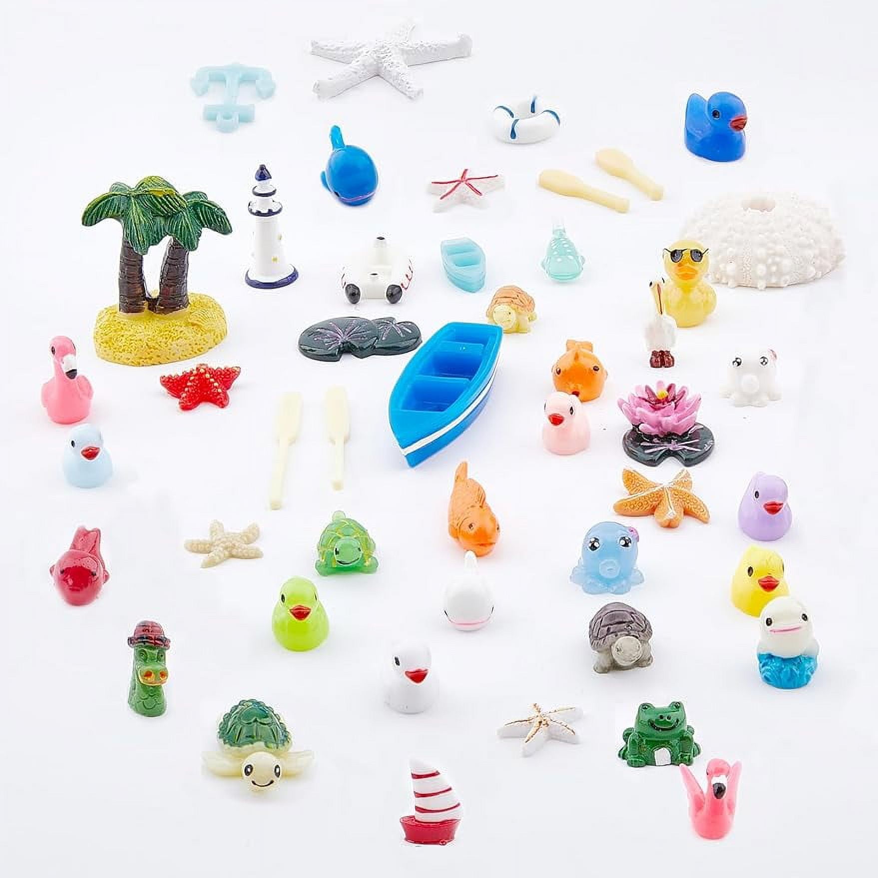 40pcs Miniature Animals Ocean Theme Mini Resin Ornaments Sea Star ...