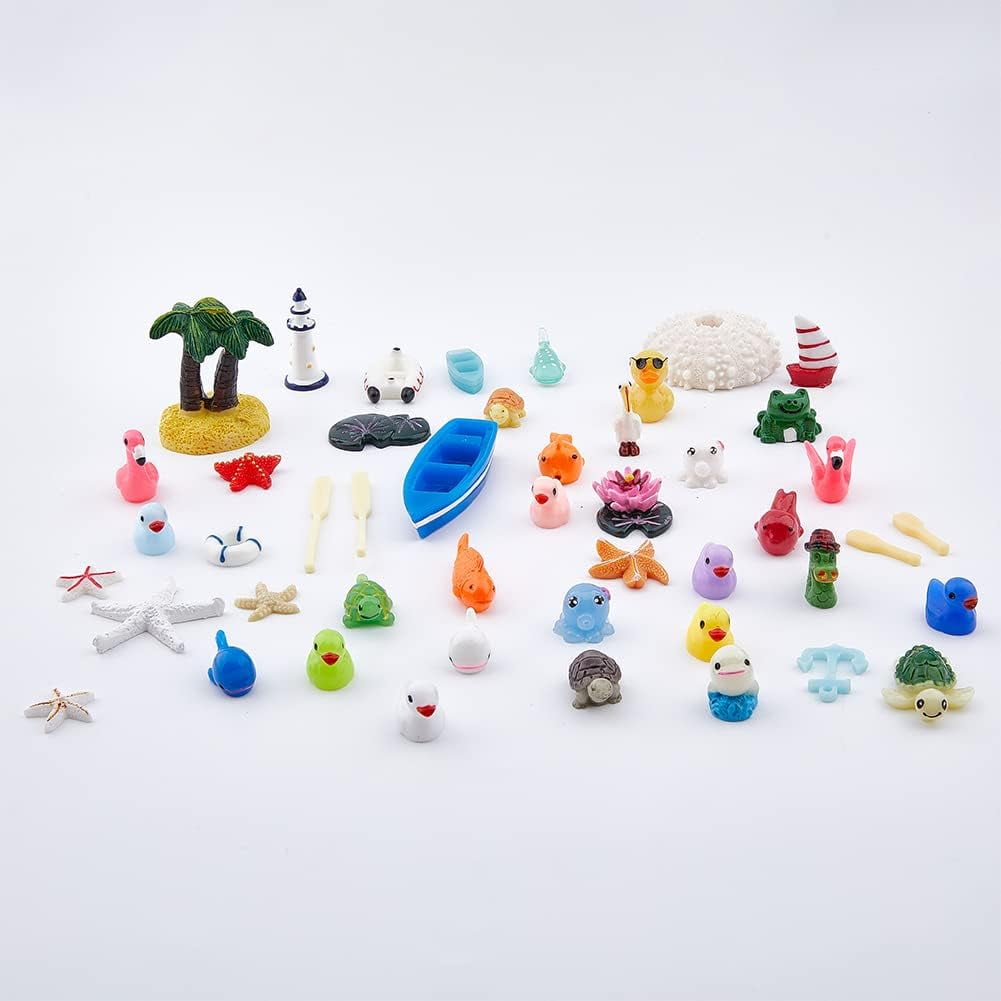 40pcs Miniature Animals Ocean Theme Mini Resin Ornaments Sea Star ...