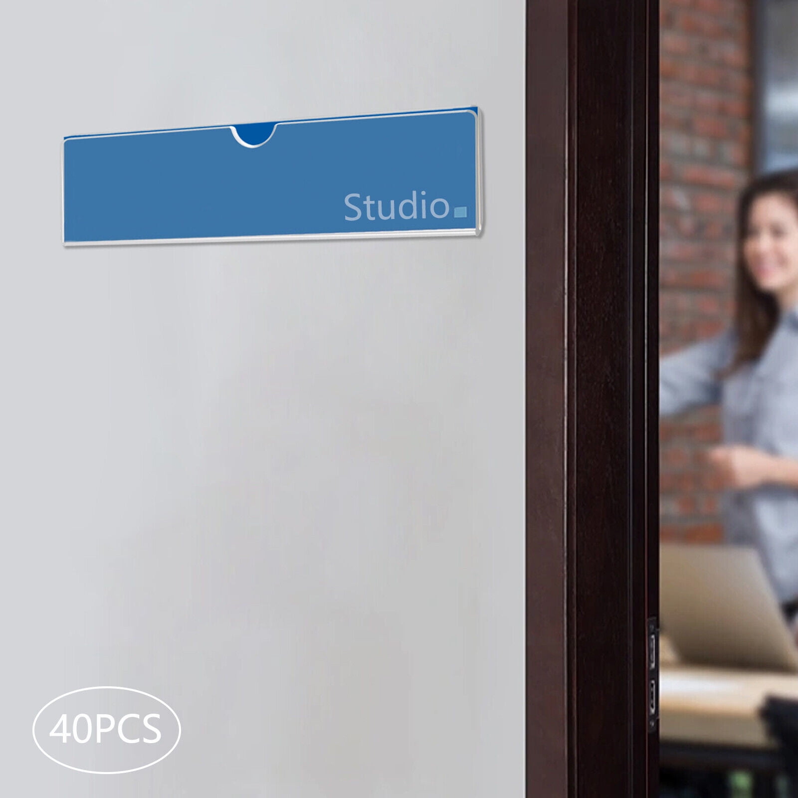40pcs Office Name Plate Holders Acrylic for Wall Mount or Desk Top Name ...
