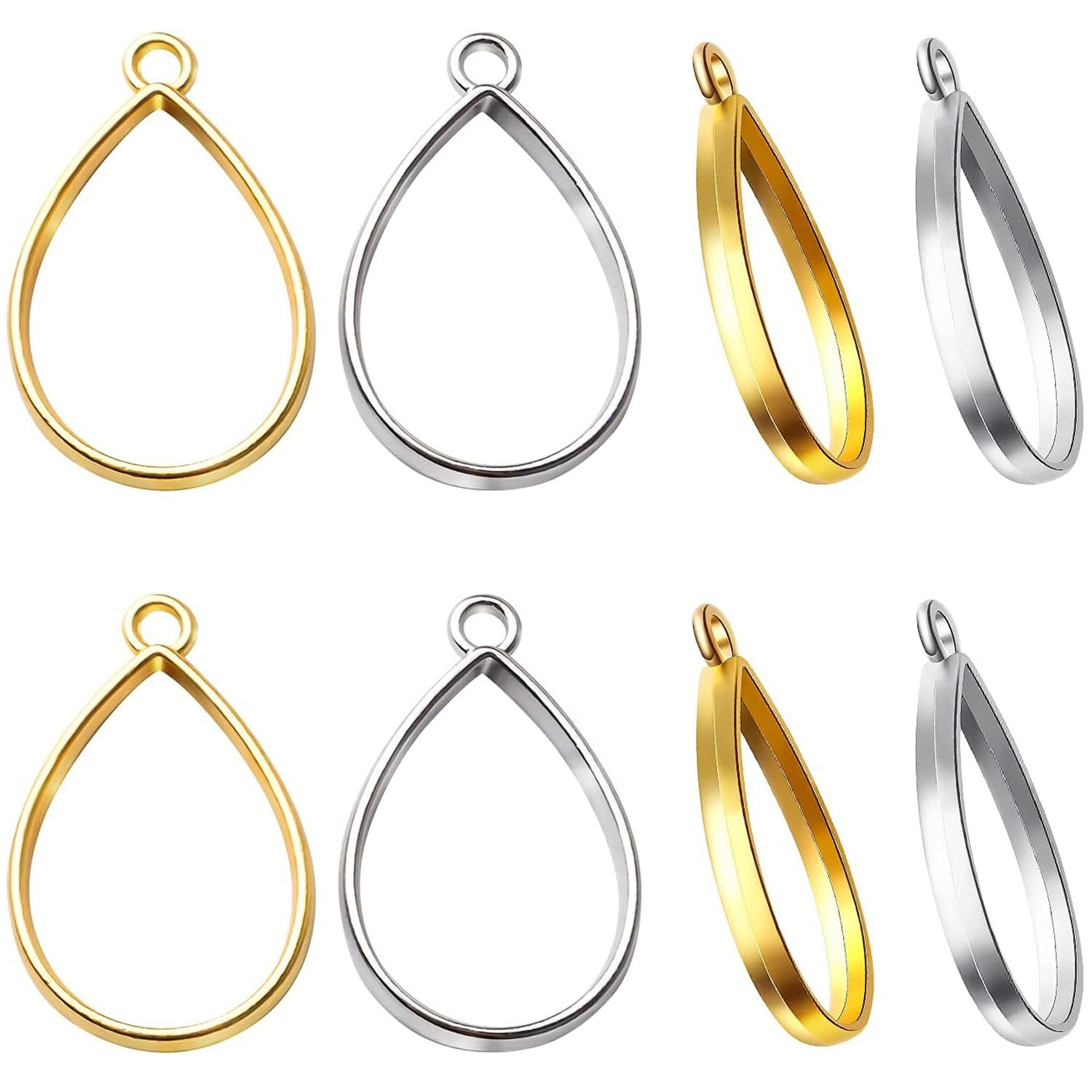 40pcs Open Back Teardrop Hollow Pendant Bezels for Resin Jewelry Making ...