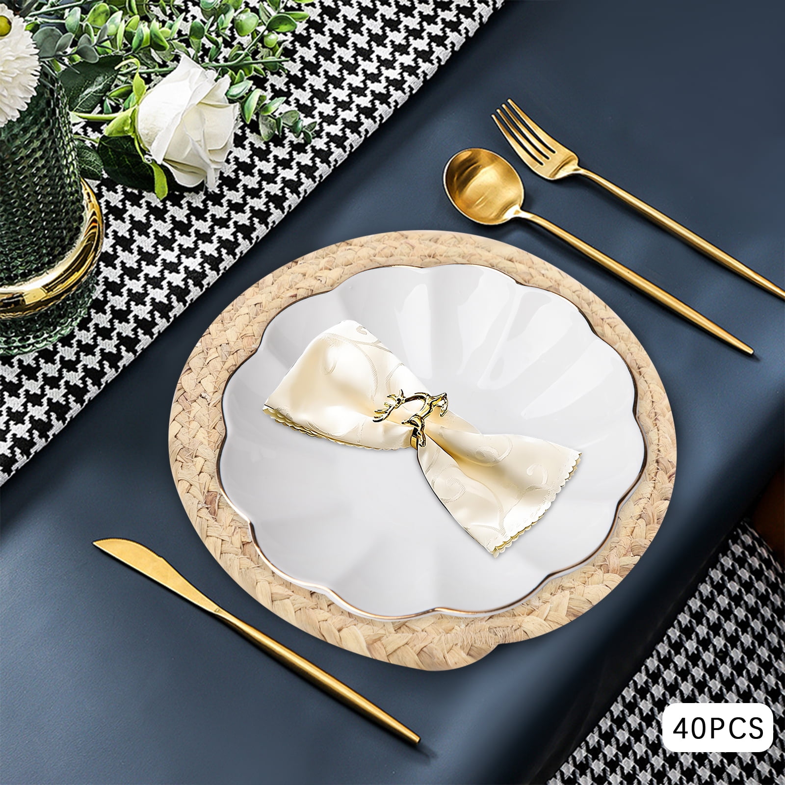 40pcs Placemats, Woven Water Hyacinth Table Mats, Placemats for ...