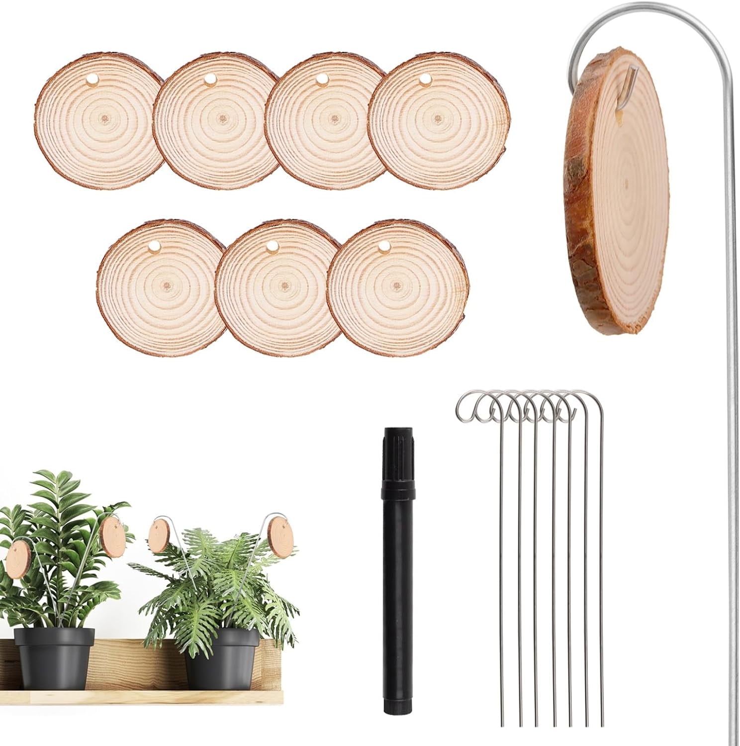 40pcs Plant Sign Tags, Wooden Garden Markers with Stainless Steel ...