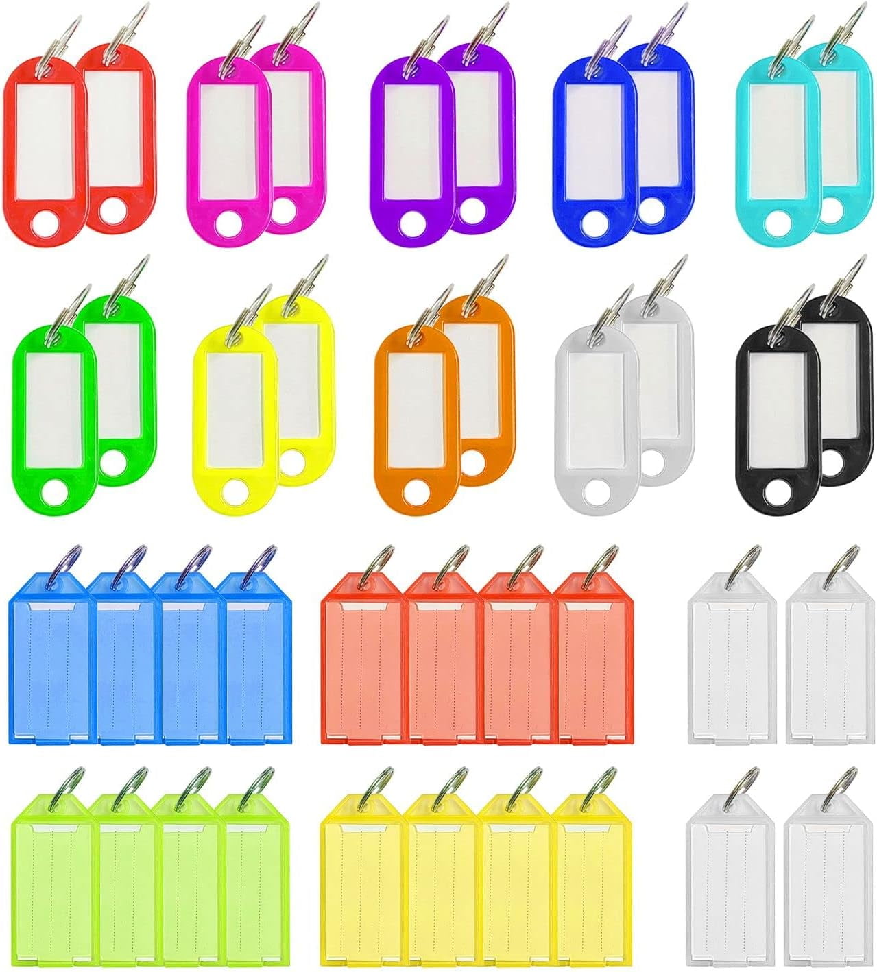 40pcs Plastic Key Tag with Split Ring, Clear Protective Cover Blank ...
