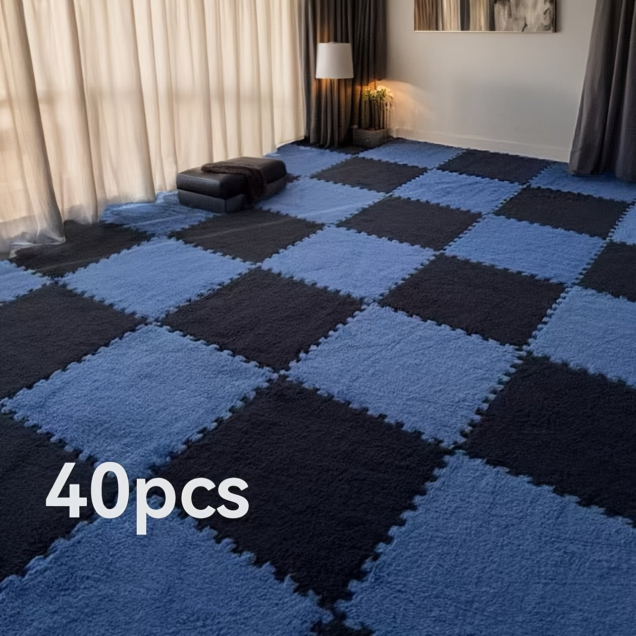 40pcs Plush Interlocking Mat Set - Soft Cozy Reusable Floor Cushion ...