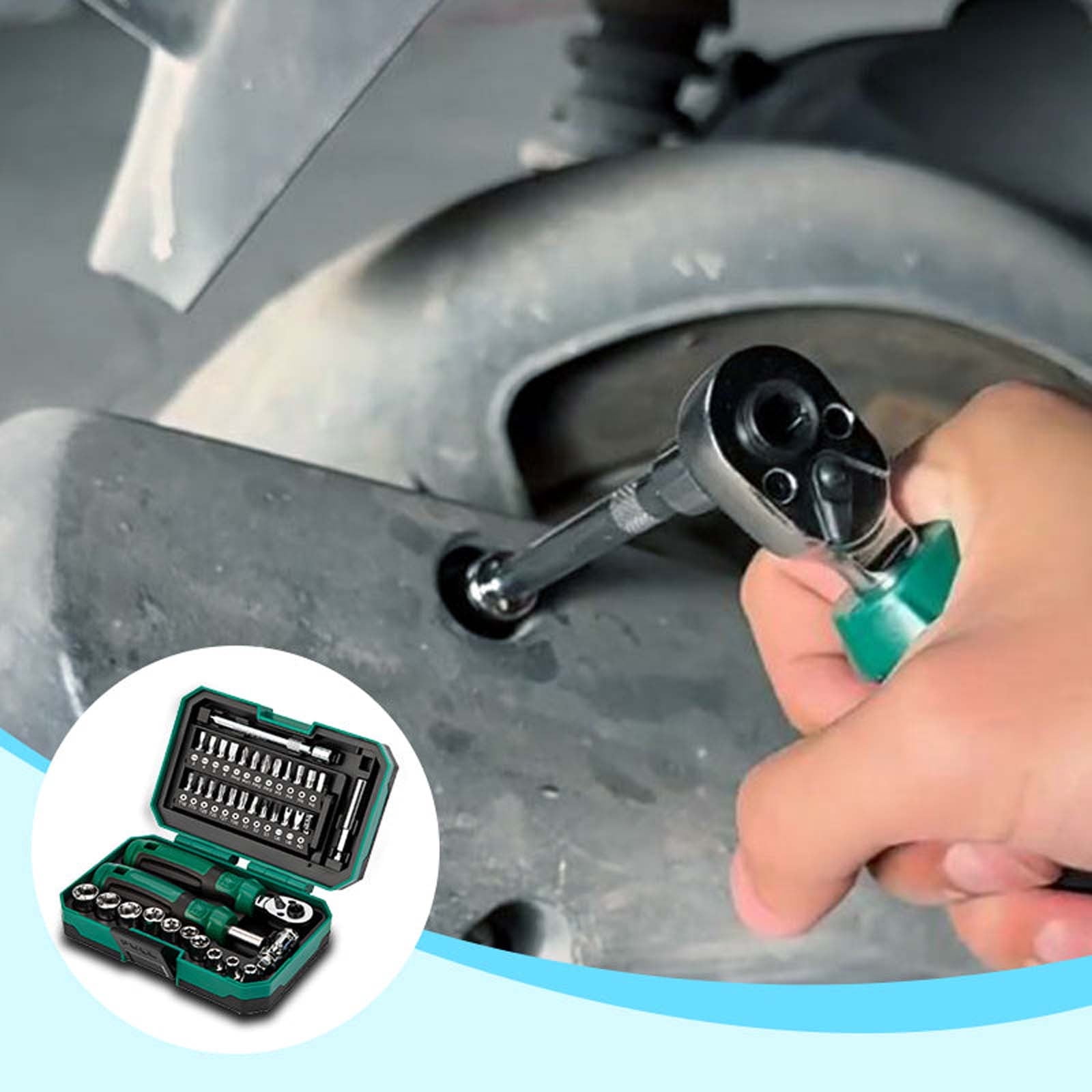 40pcs Portable Multi-Functional Tool Set - High Torque Ratchet Wrench ...