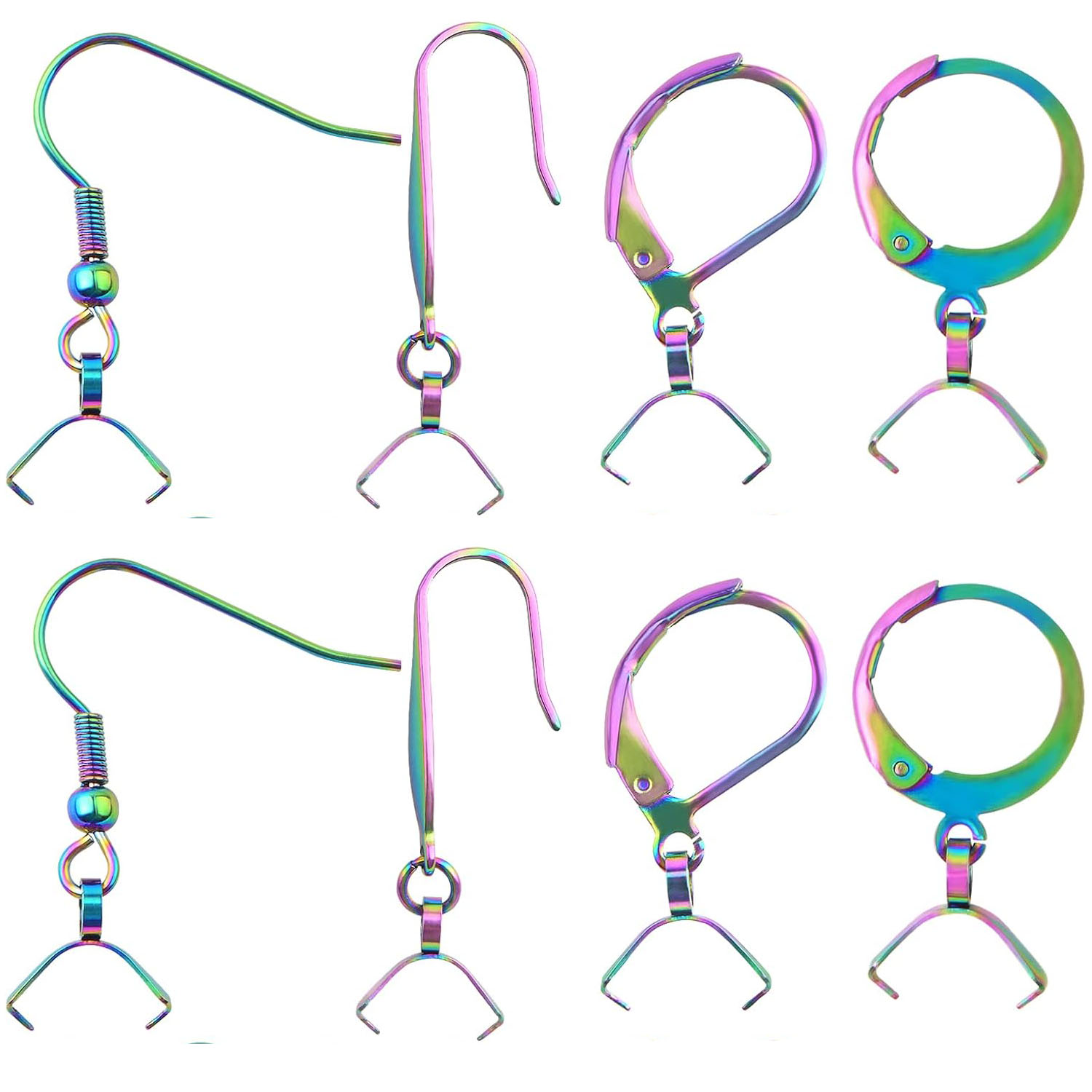 40pcs Rainbow Color Stainless Steel French Earring Hooks Hypoallergenic ...