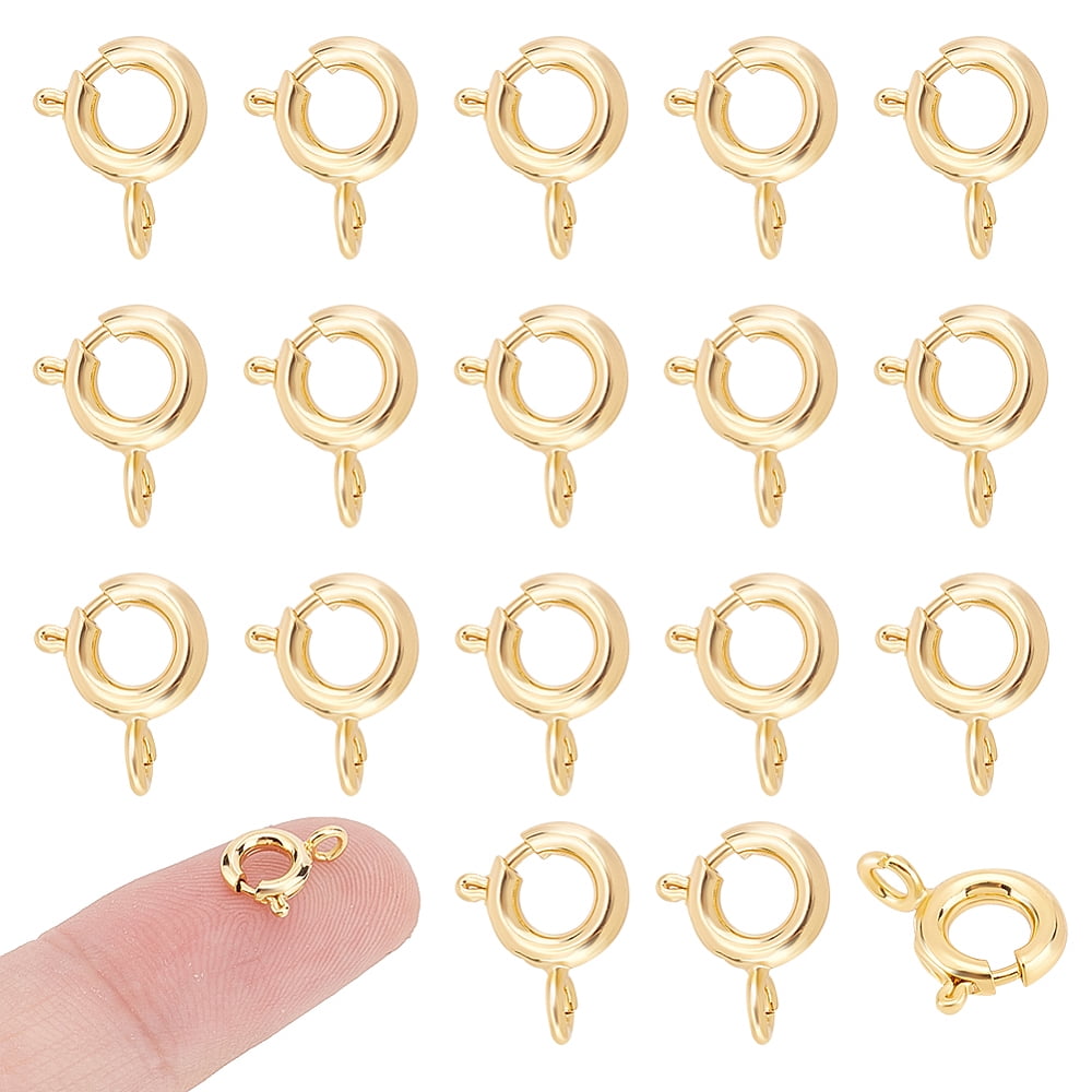 40pcs Real 18K Gold Plated Spring Ring Clasps 6mm Necklace Bracelet ...