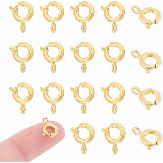 40pcs Real 18K Gold Plated Spring Ring Clasps 8mm Necklace Bracelet ...