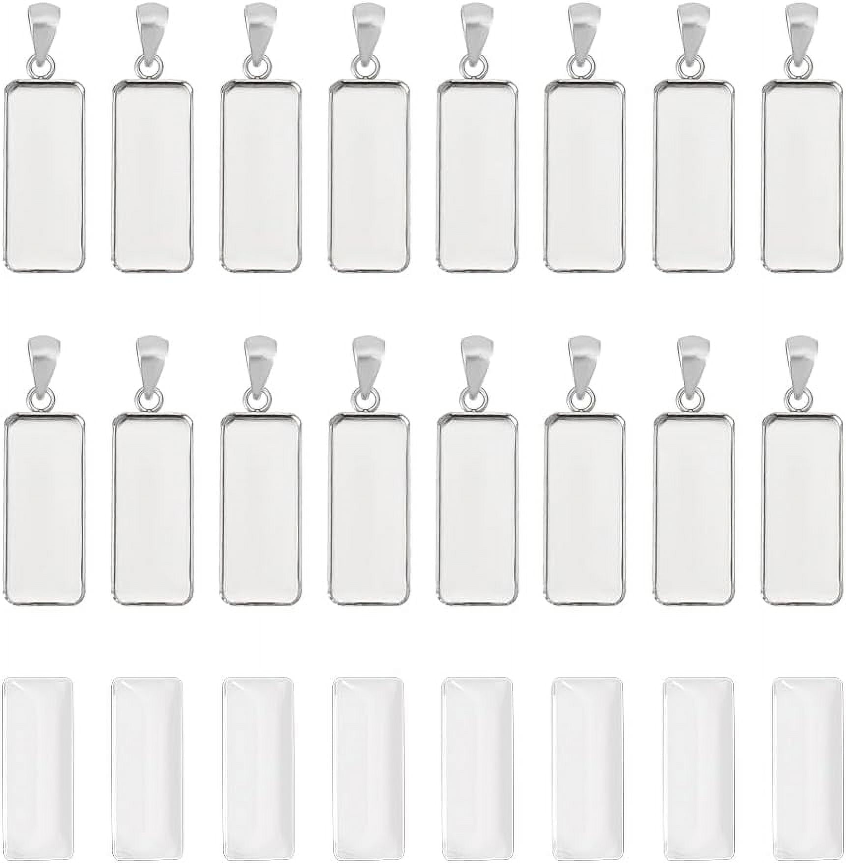 40pcs Rectangle Tray Charm 25x10mm Blank Base Settings with Glass ...