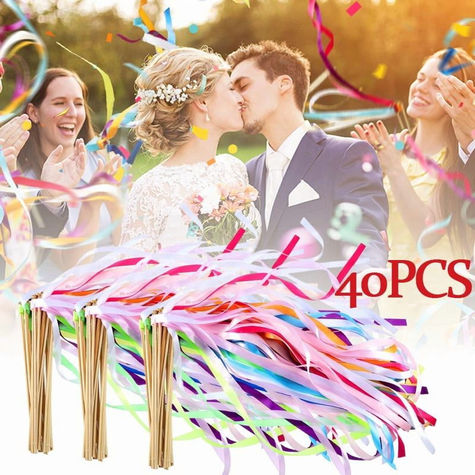 40pcs Ribbons Sticks Set Mix Color Ribbon Sticks with Bell Fairy Stick ...