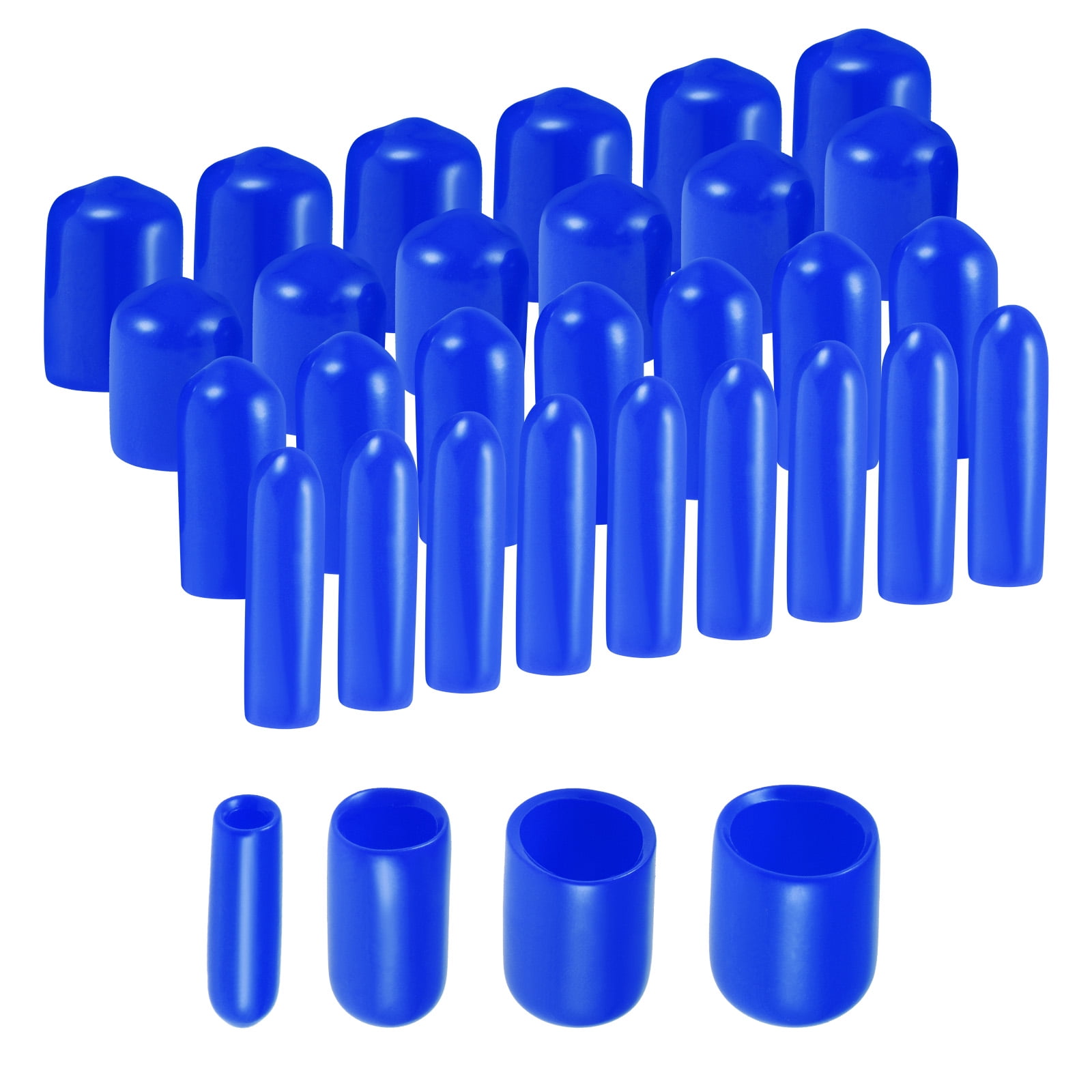 40pcs Round Rubber End Caps 1/8" 1/4" 3/8" 1/2" Blue Vinyl Cover Screw ...