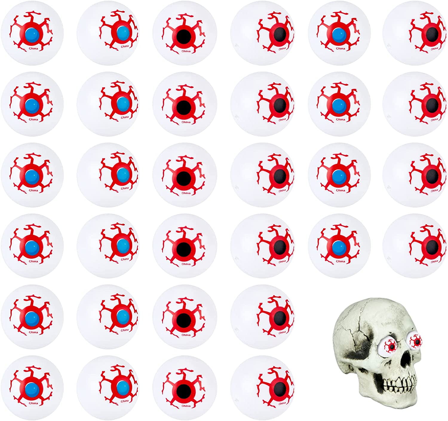 40pcs Scary Eyeballs 2 Colors Halloween Eyeballs 1.3 Inch Plastic Ping ...