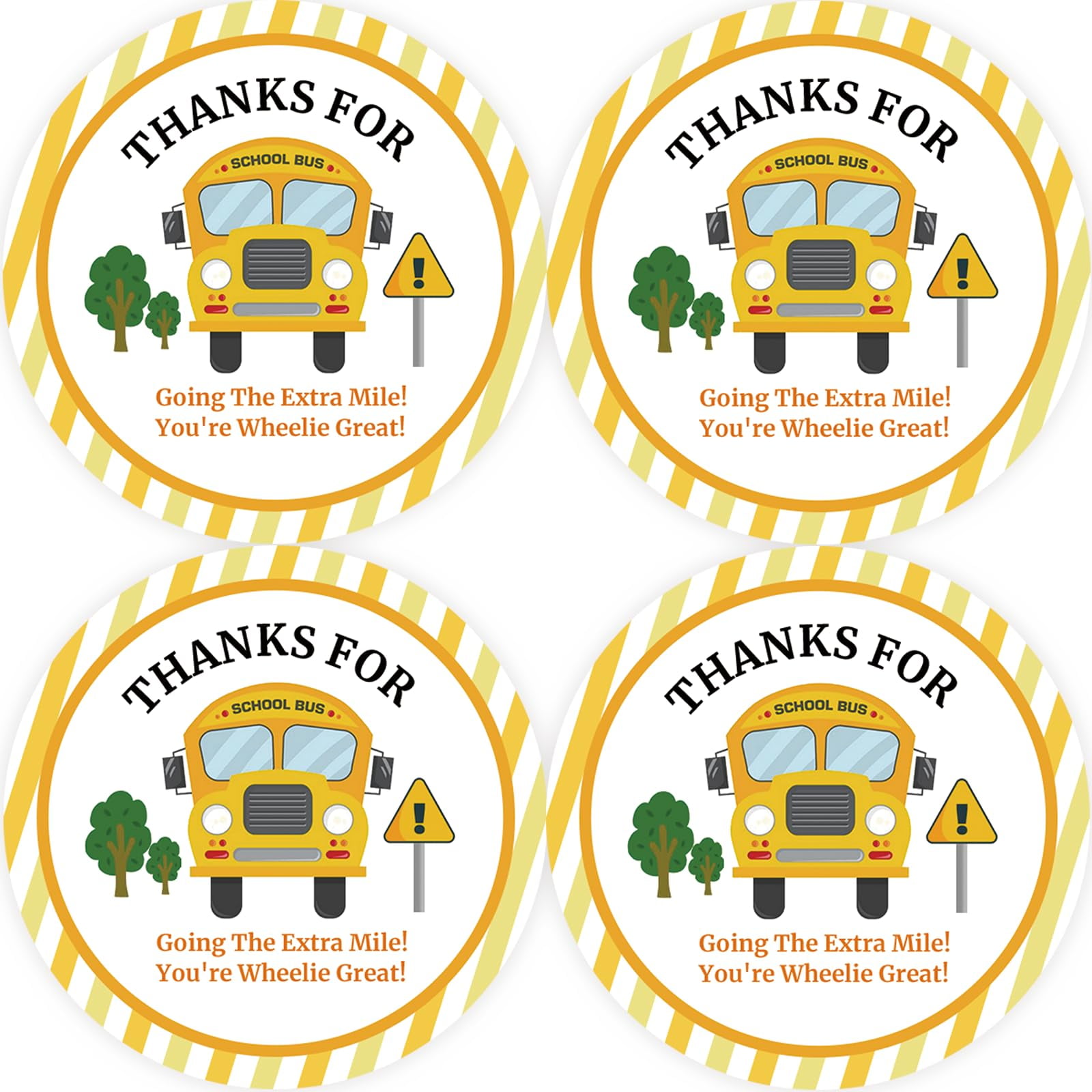 40pcs School Bus Thank You Stickers, Go The Extra Mile Transportation ...