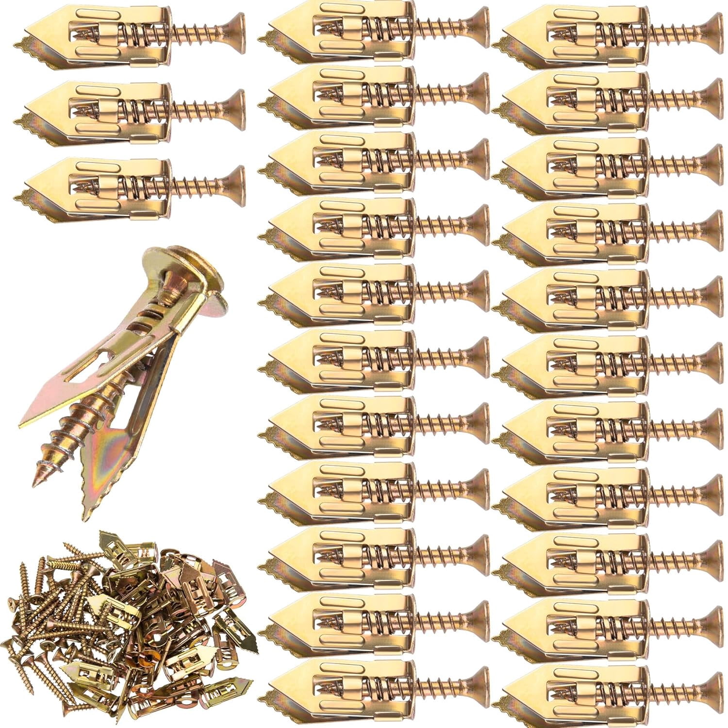 40pcs Self-Drilling Drywall Anchors with Screws, Heavy Duty Metal ...