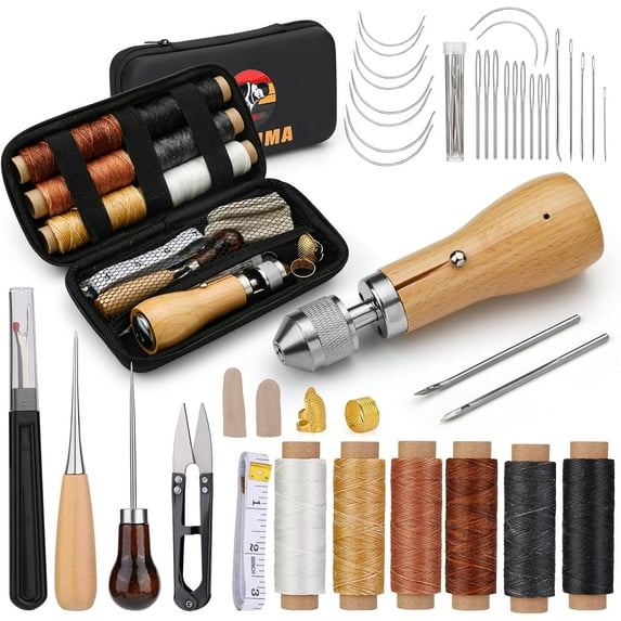 new40pcs Sewing Awl Kit with Bag, Portable Awl Tool Stitching with ...
