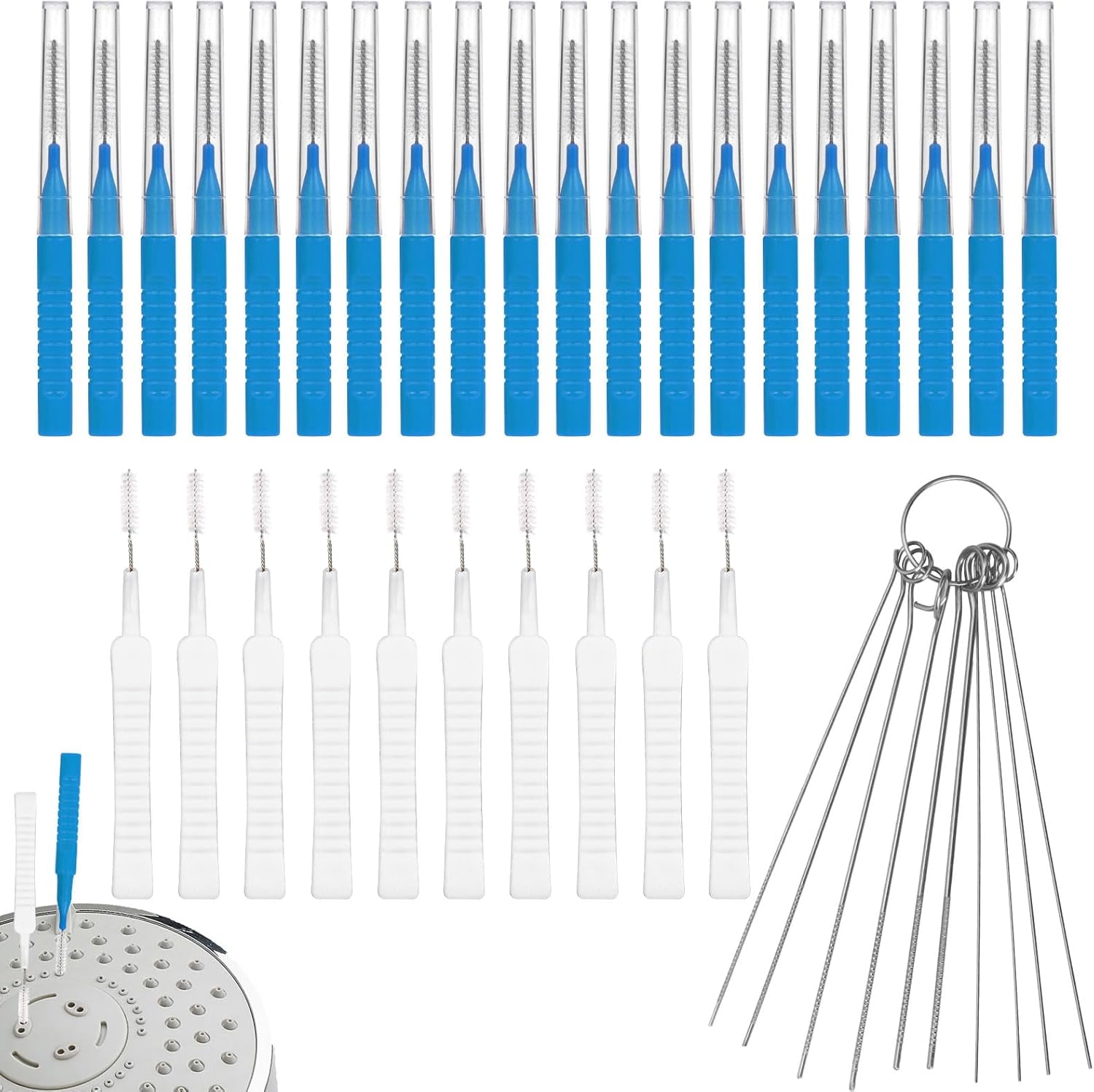 40pcs Shower Head Cleaner Tools, 2 Designs Shower Head Cleaning Brushes ...