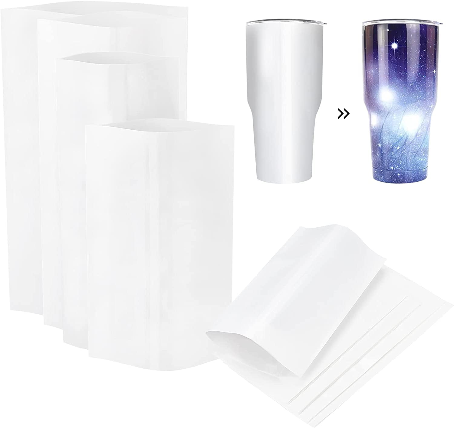 40pcs Shrink Wrap Bags 4 Sizes Sublimation Shrink Wrap Sleeves Heat ...