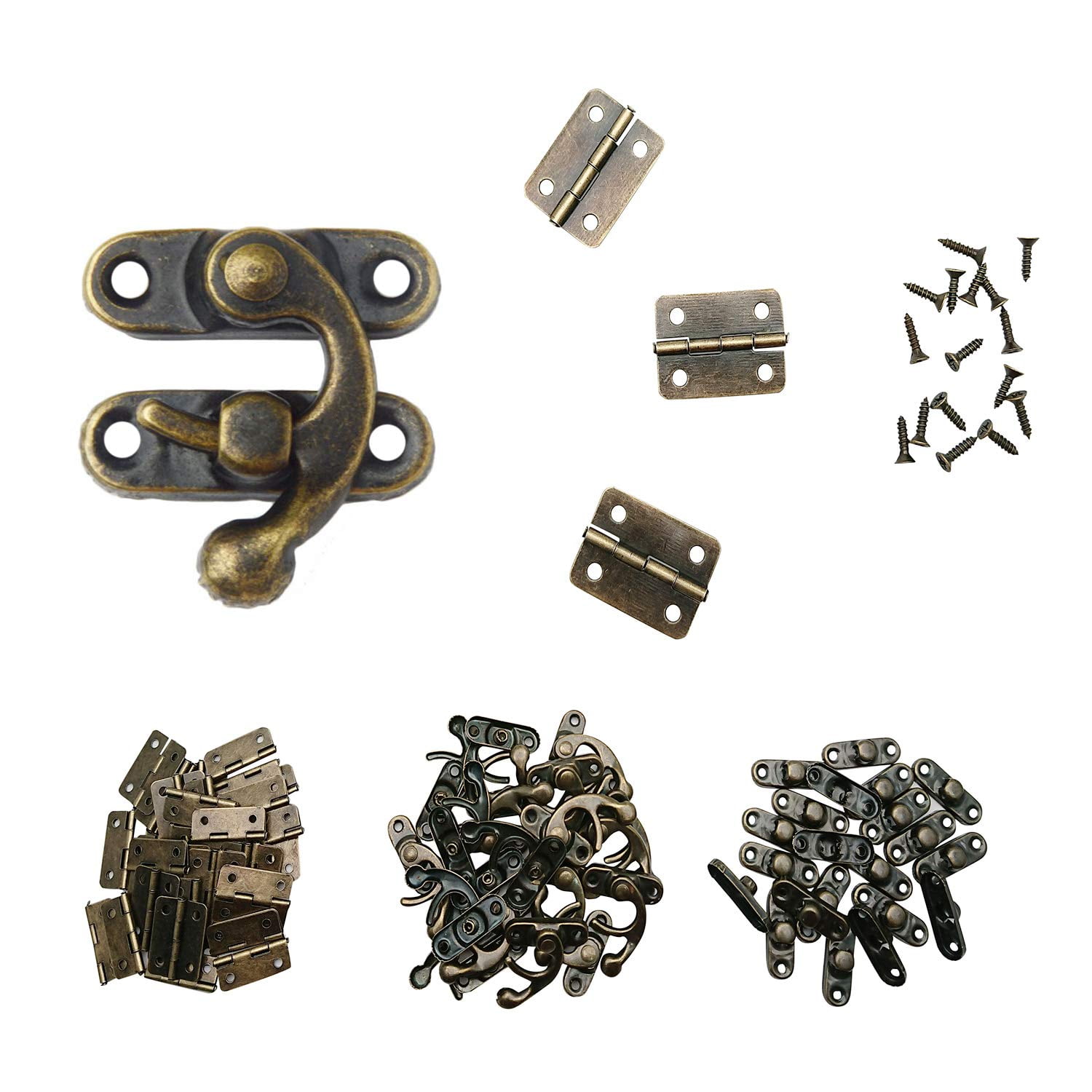 40pcs Small Box Hinges, 20 Sets Antique Right Latch Hook Hasp Wood ...