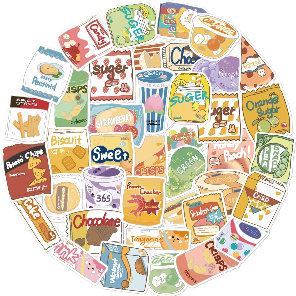 40pcs Snack Cute Stickers for Water Bottle, Aesthetic Vsco Laptop ...