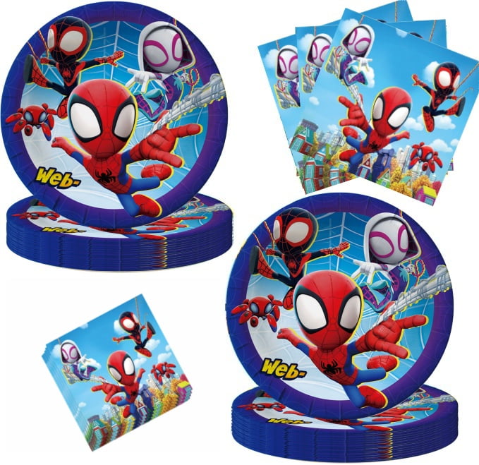 40pcs Spidey Party Supplies Include 20 Plates, 20 Napkins for the ...
