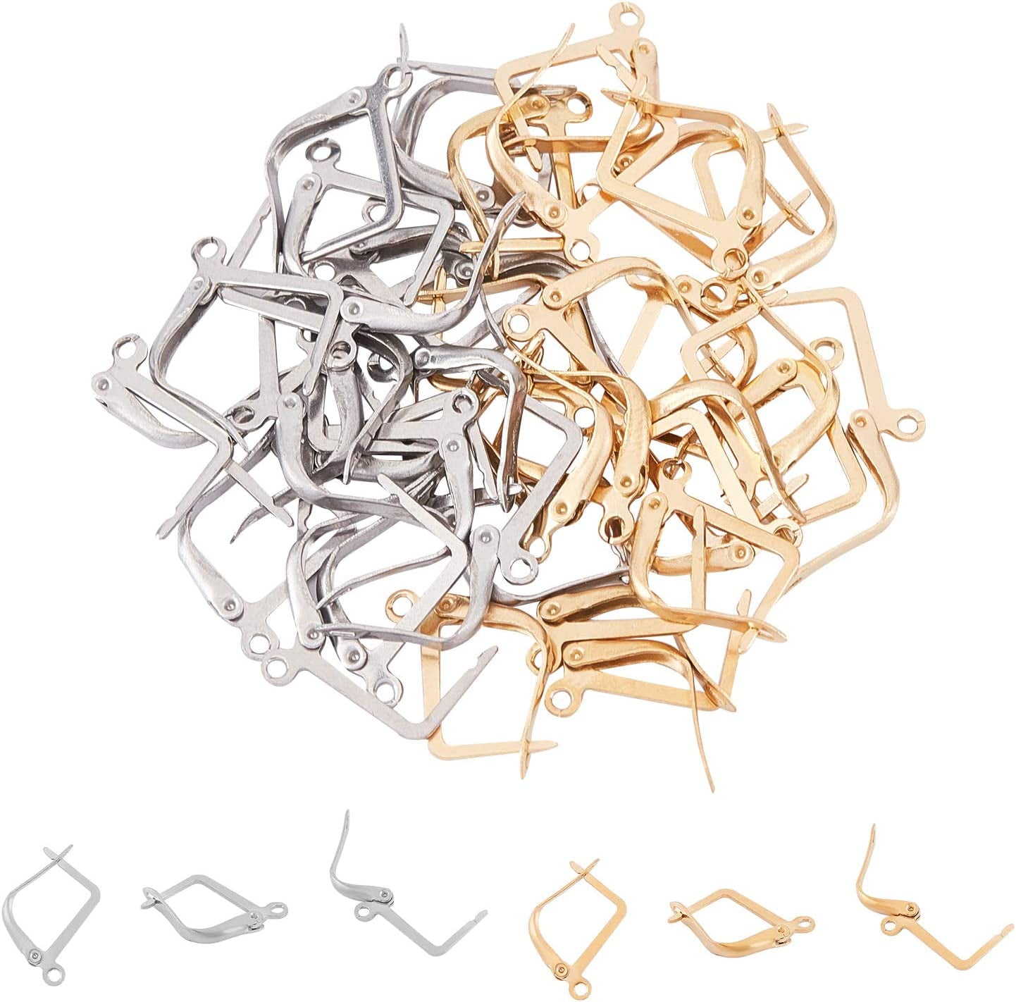 40pcs Stainless Steel Leverback Earrings Mixed Color DIY Earring Making ...