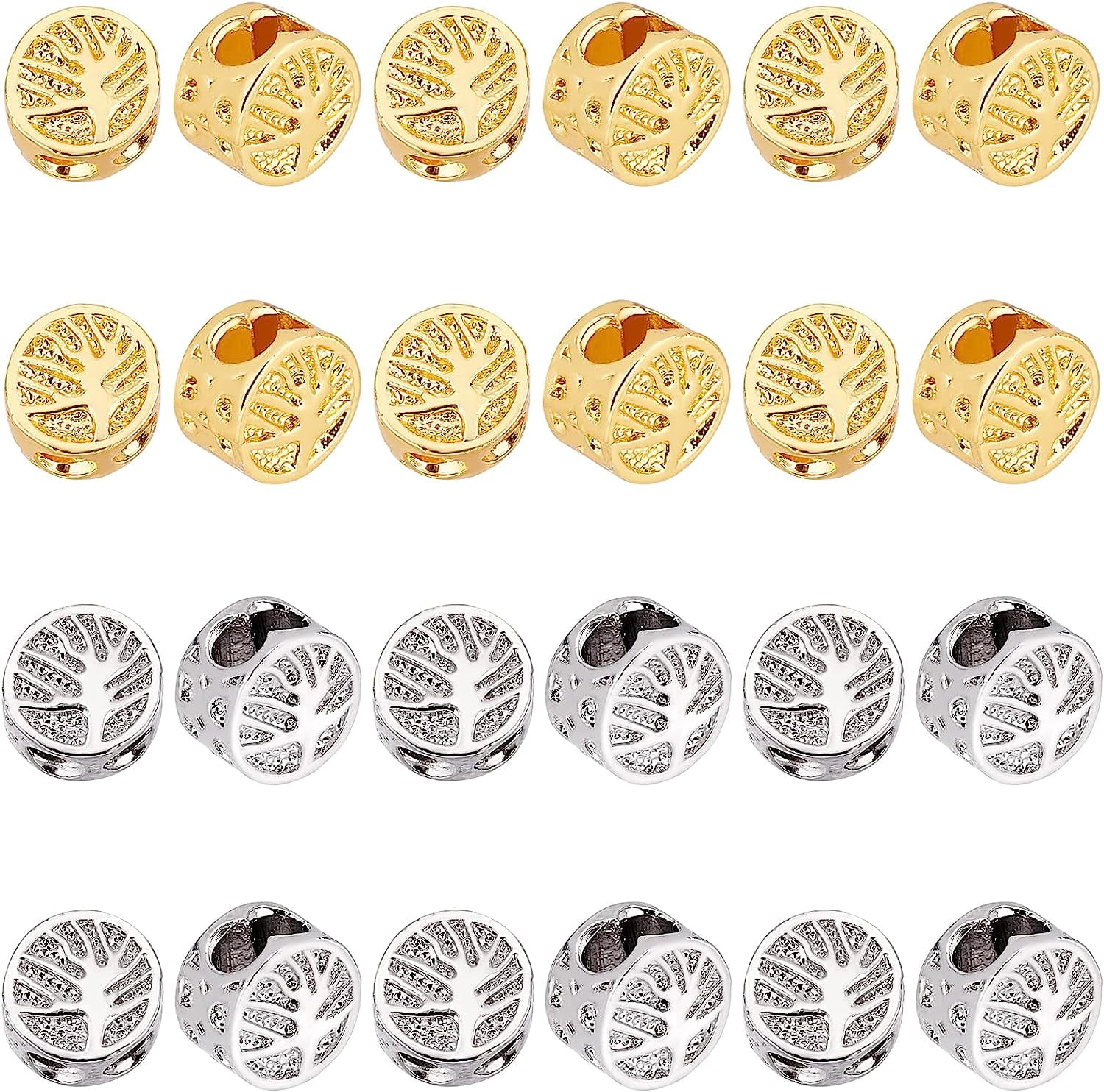 40pcs Tree of Life Spacer Beads 2 Colors Long-Lasting Plated Double ...