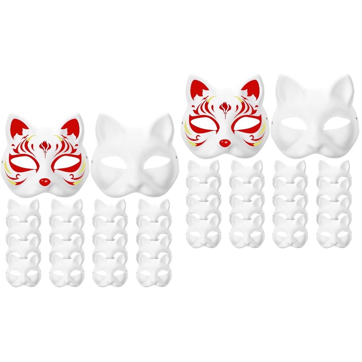 40pcs Unpainted Cat Half Masks Blank Hand Painted Masks - Walmart.com