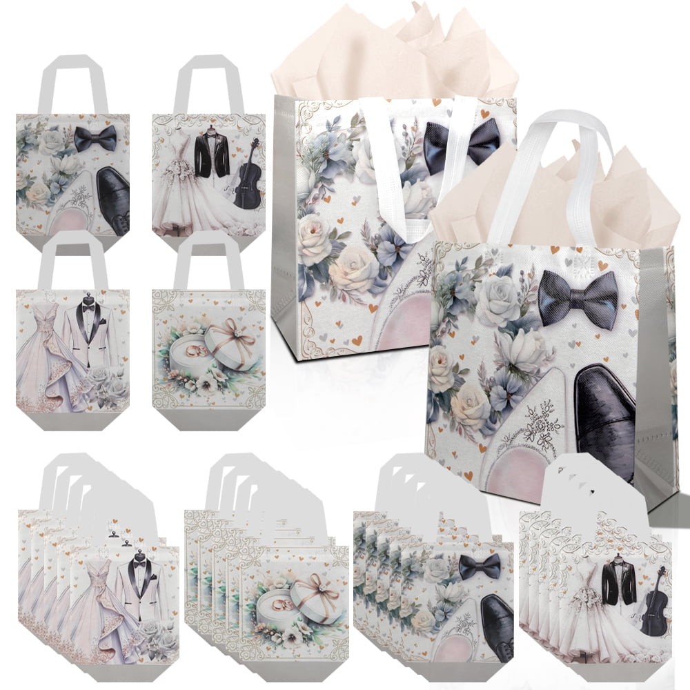 40pcs Wedding Guest Gift Bags, Luxury Non-Woven Tote Bags, featuring ...
