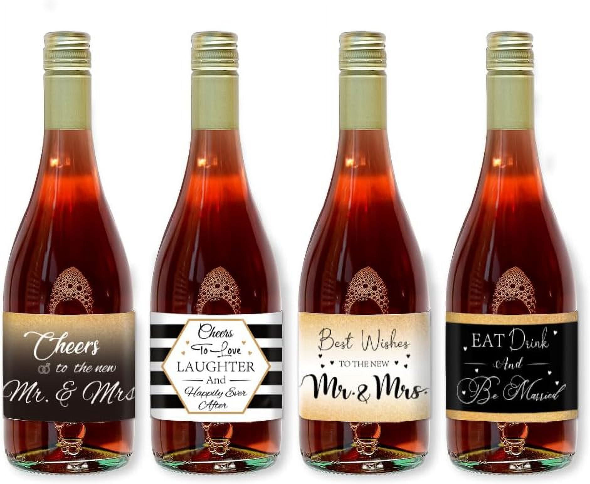 40pcs Wedding Wine Bottle Labels 4 Styles Mr & Mrs Water Bottle ...