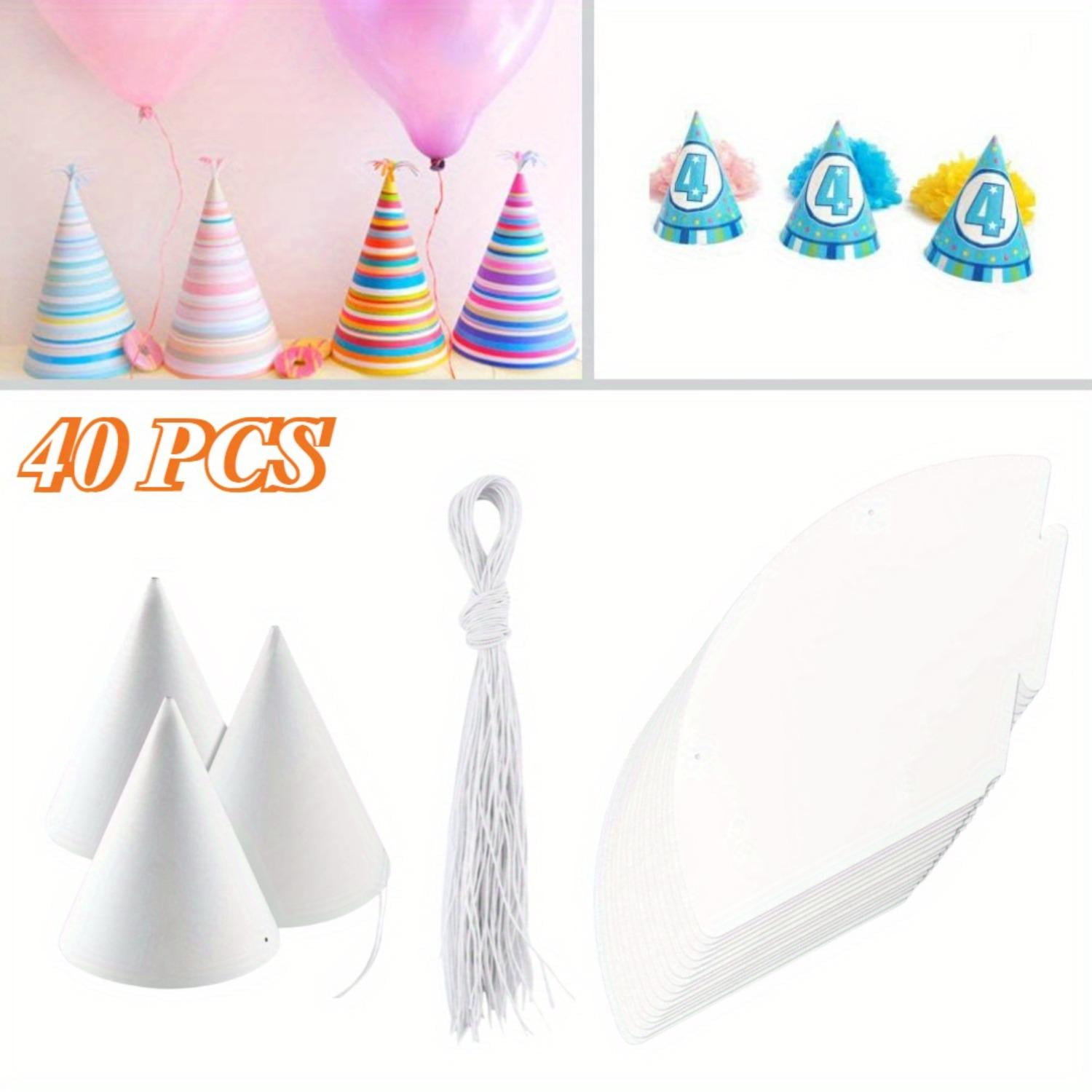 40pcs White Paper Party Hats for Kids Birthday,Decorative Bulk Cone ...