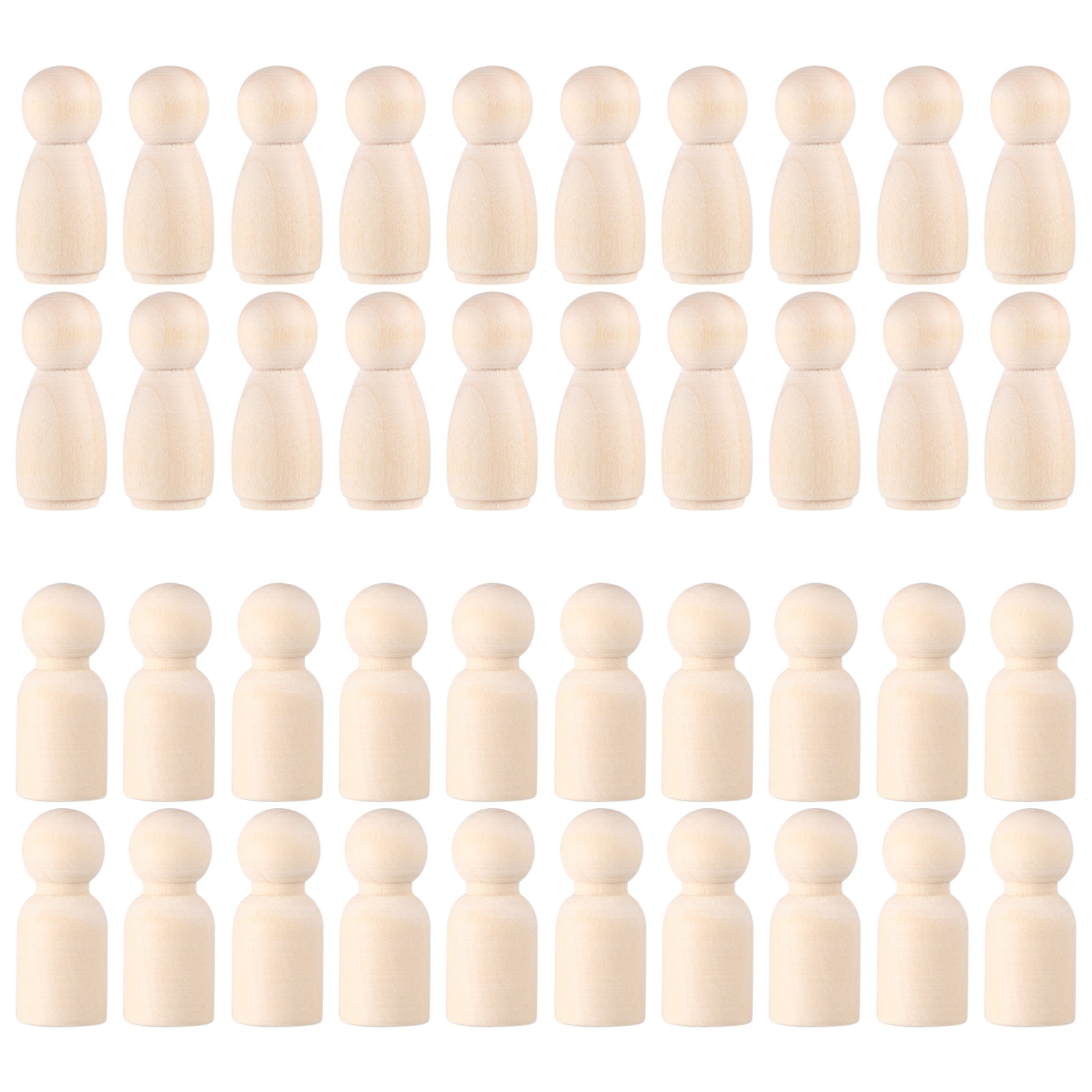 40pcs Wooden Peg People Dolls Unfinished Figures Wooden Peg Dolls ...