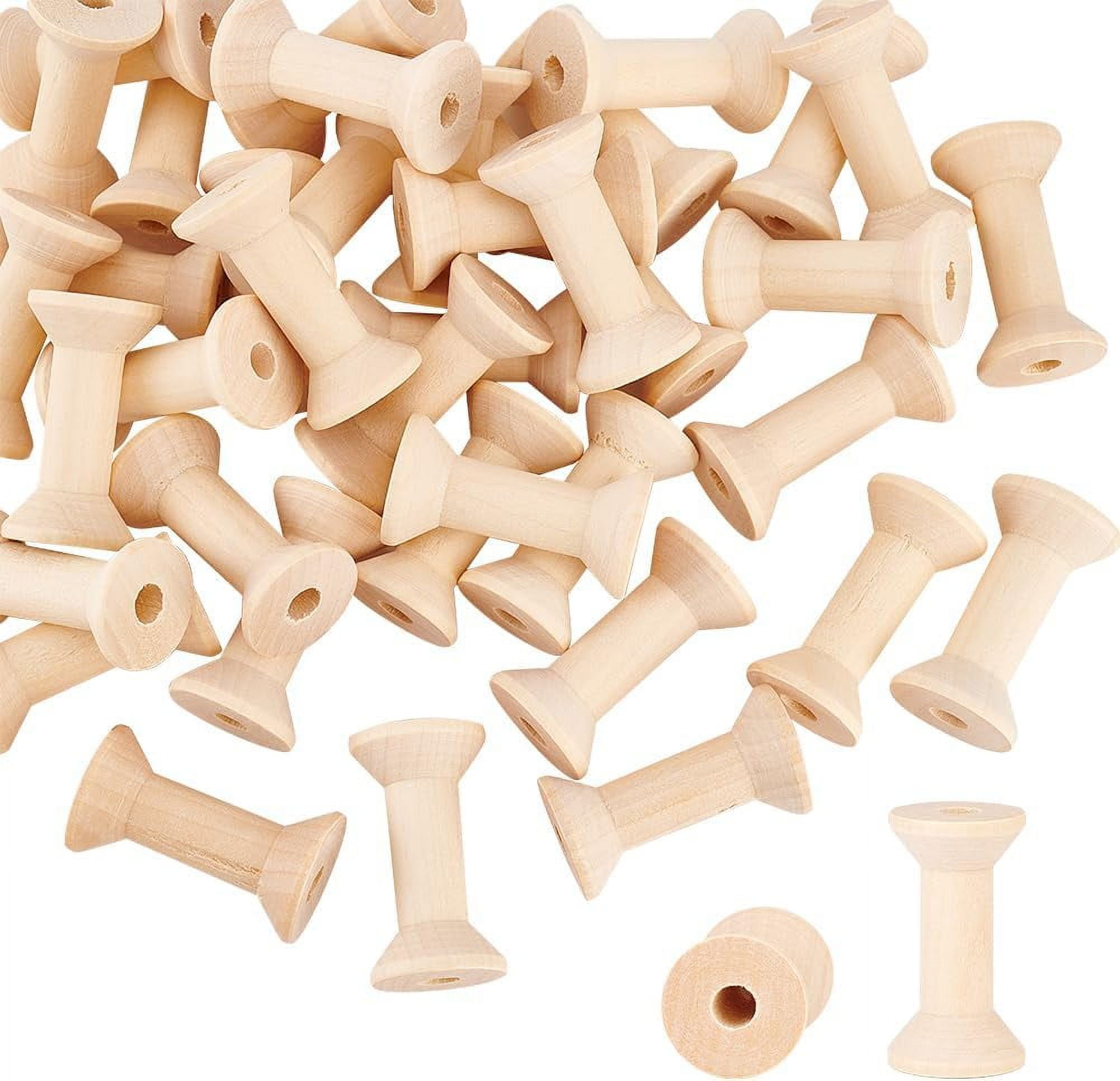 40pcs Wooden Spools 1.6 inch Unfinished Empty Thread Spool Mini Wood ...