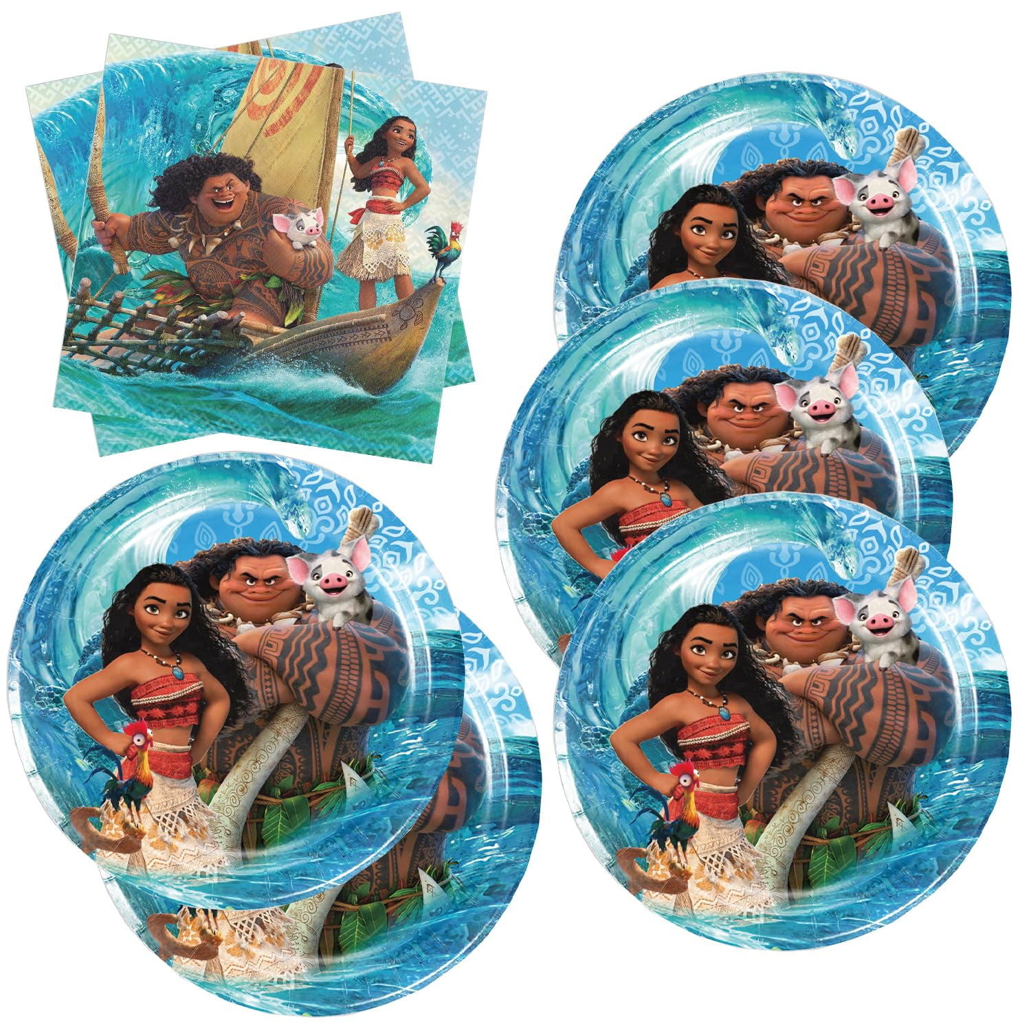 40pcsk Moana Party Supplies include 20 plates, 20 napkins for Moana ...