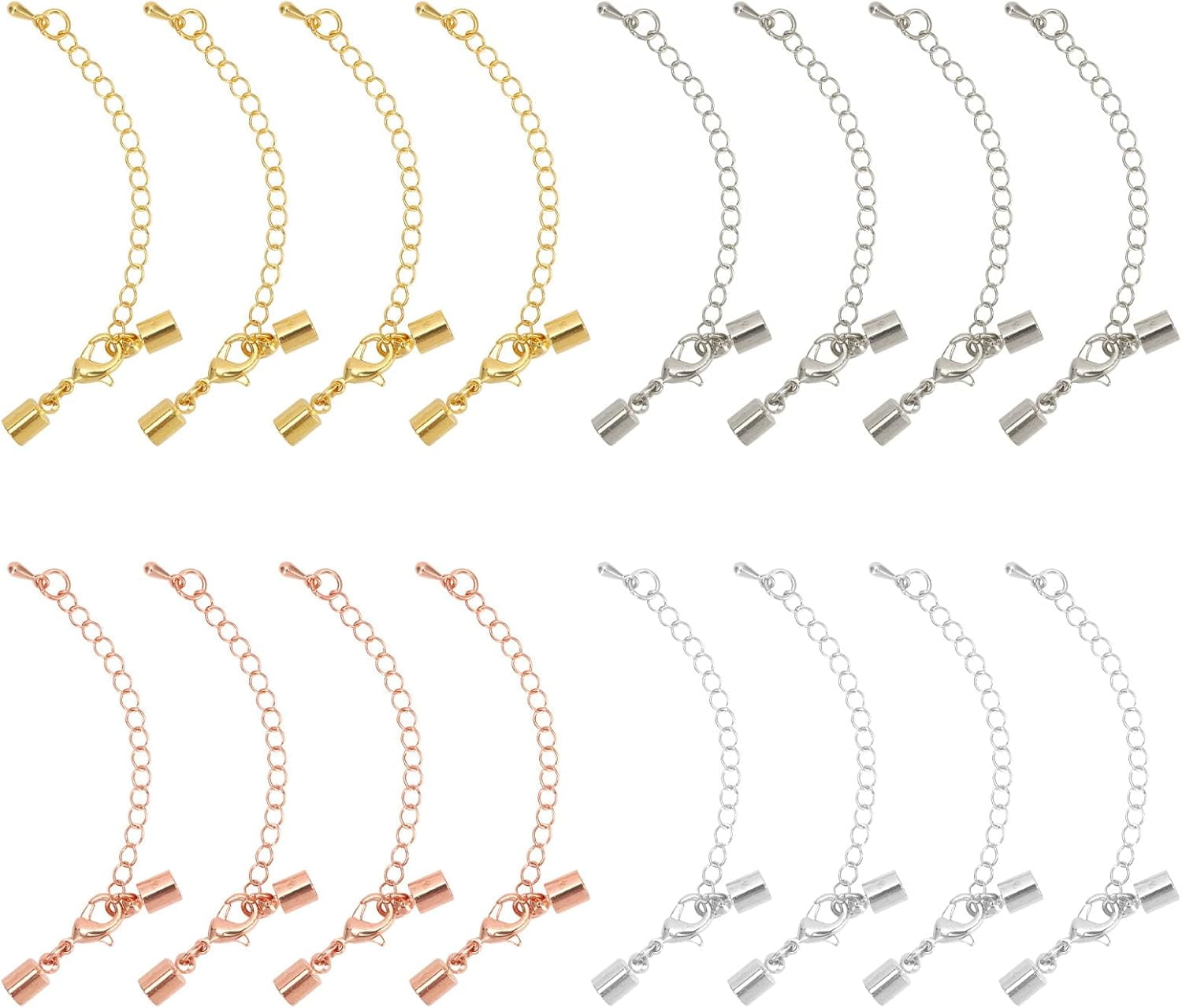 40sets 1.3In Brass Extender Chain Bracelet Extension End Tails with ...